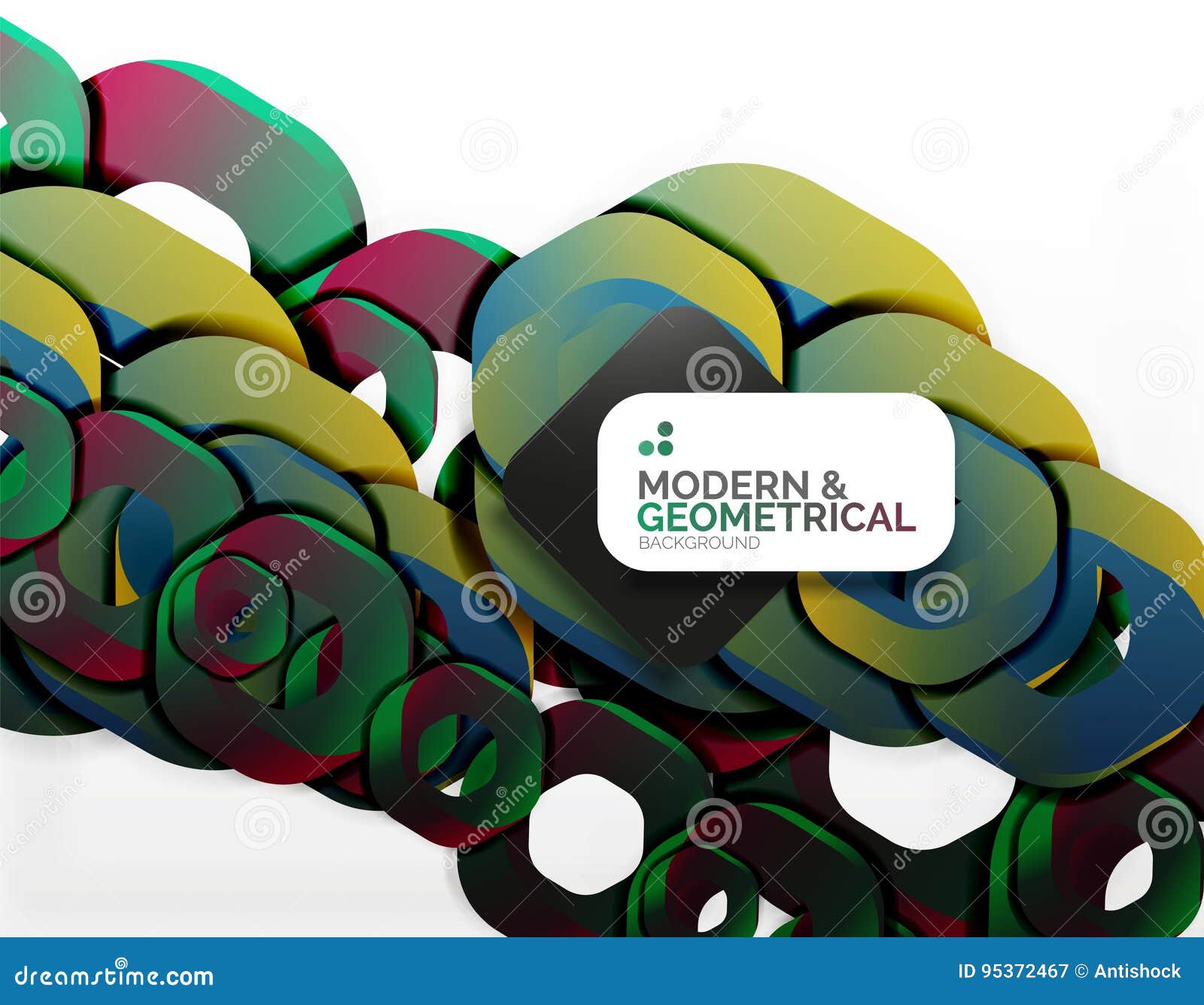 Geometric Abstract Background, Cut Chain Shapes or Hexagons on White ...