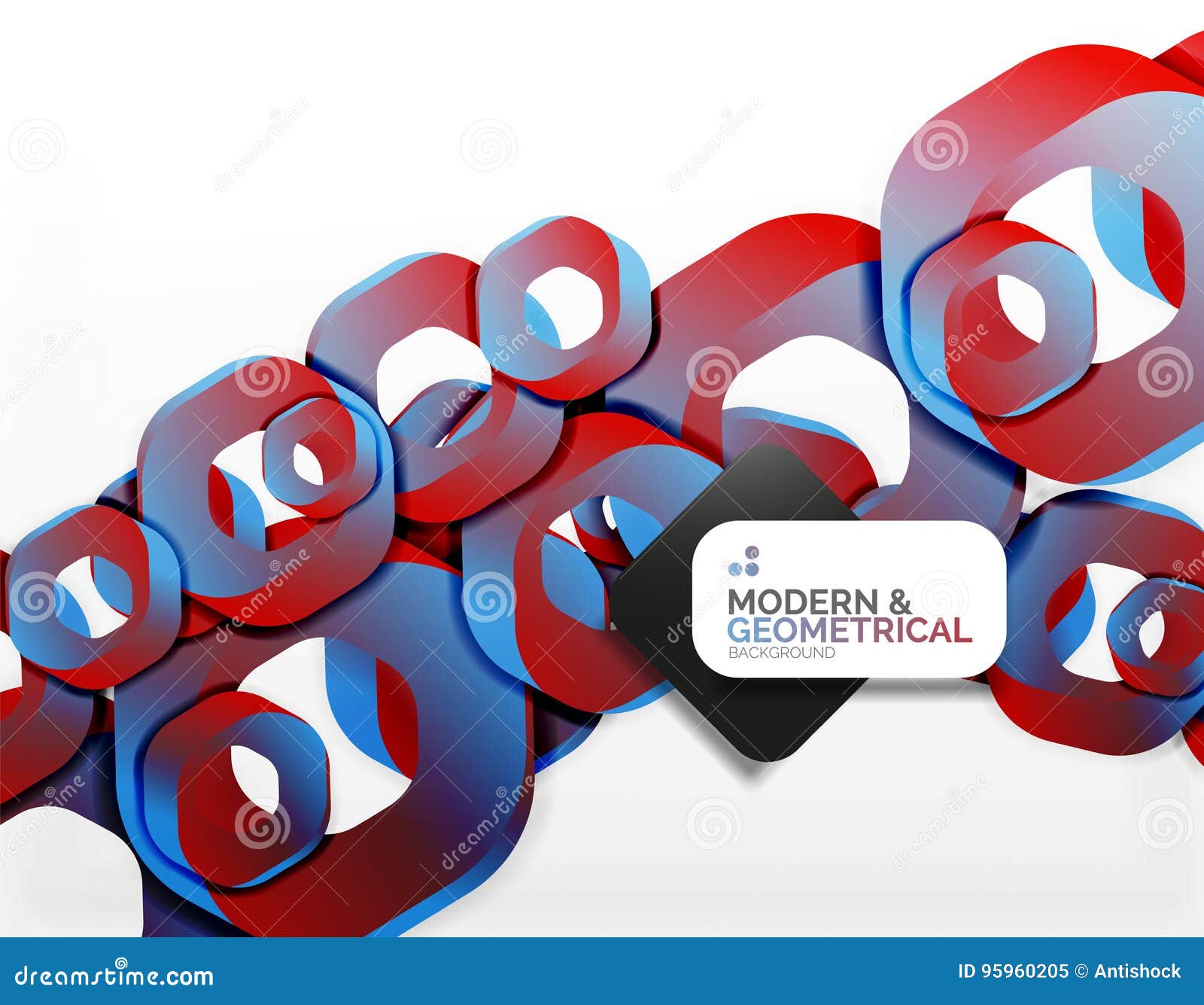 Geometric Abstract Background, Cut Chain Shapes or Hexagons on White ...