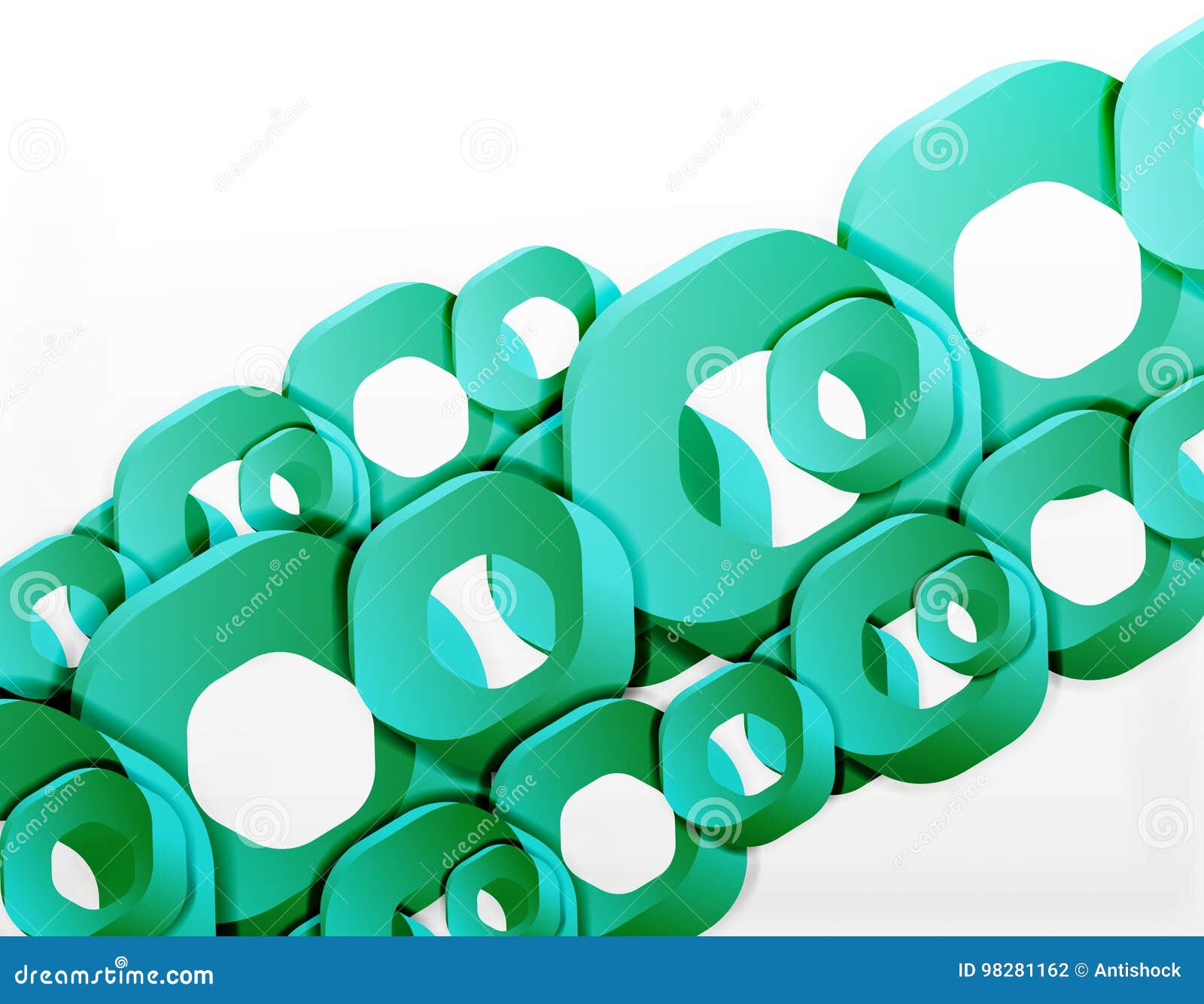 Geometric Abstract Background, Cut Chain Shapes or Hexagons on White ...