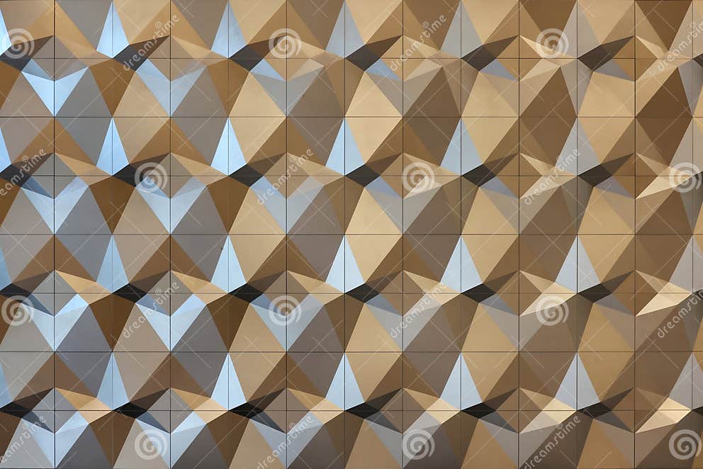 Geometric Abstract Background with 3D Pyramid-like Pattern. Gold and ...