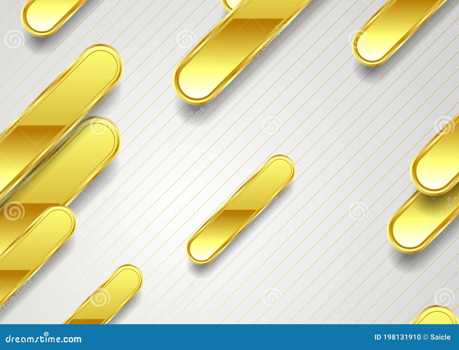 Geometric Abstract Background with Golden Retro Tech Shapes Stock ...