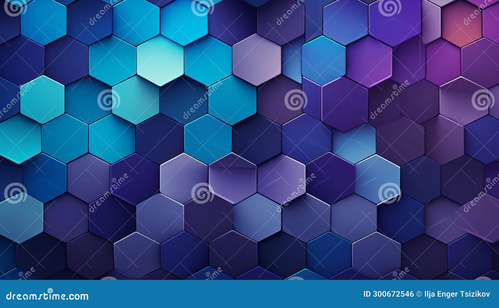 Geometric Abstract Background with Hexagonal Elements in Cool Tones and ...