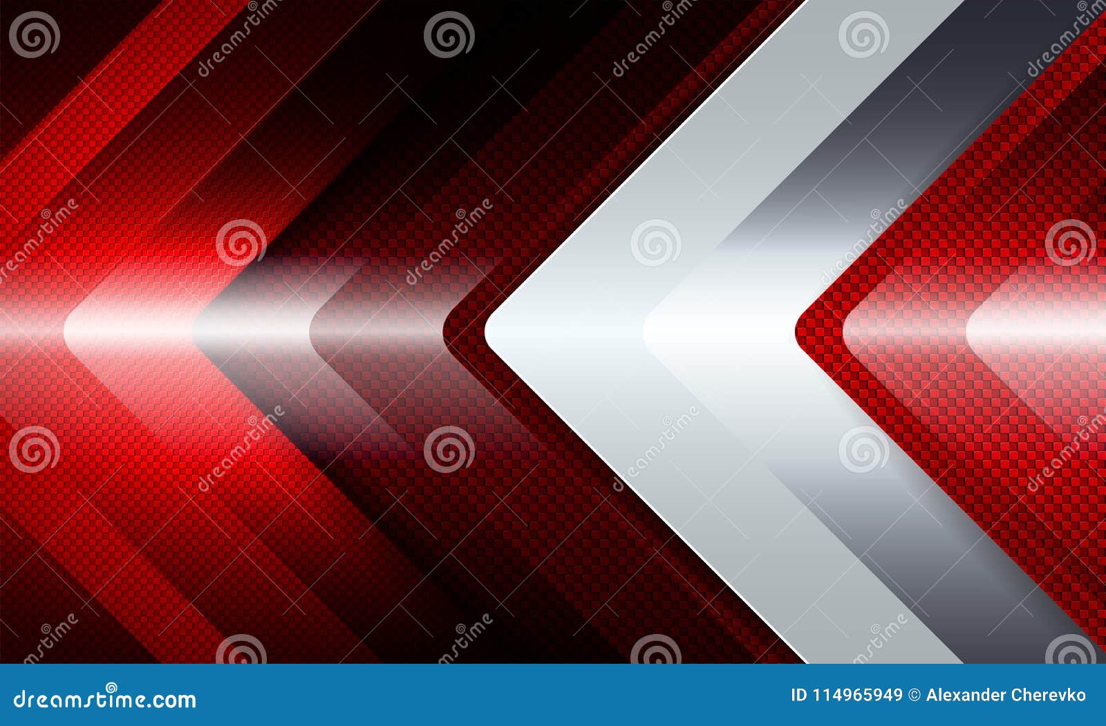 Geometric Background with a Set of Red and White Fluted Arrows. Stock ...