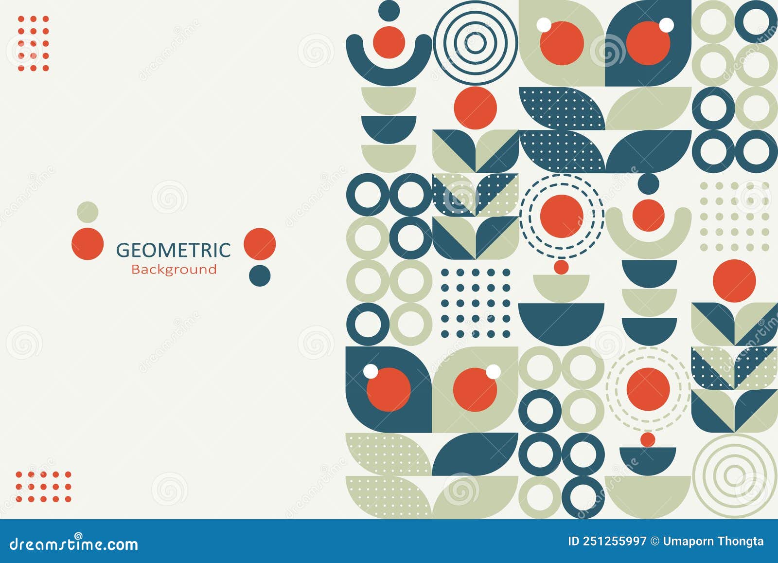 Geometric Abstract Background, Template Flat Design of Mosaic with the Simple Shape of Circles ...