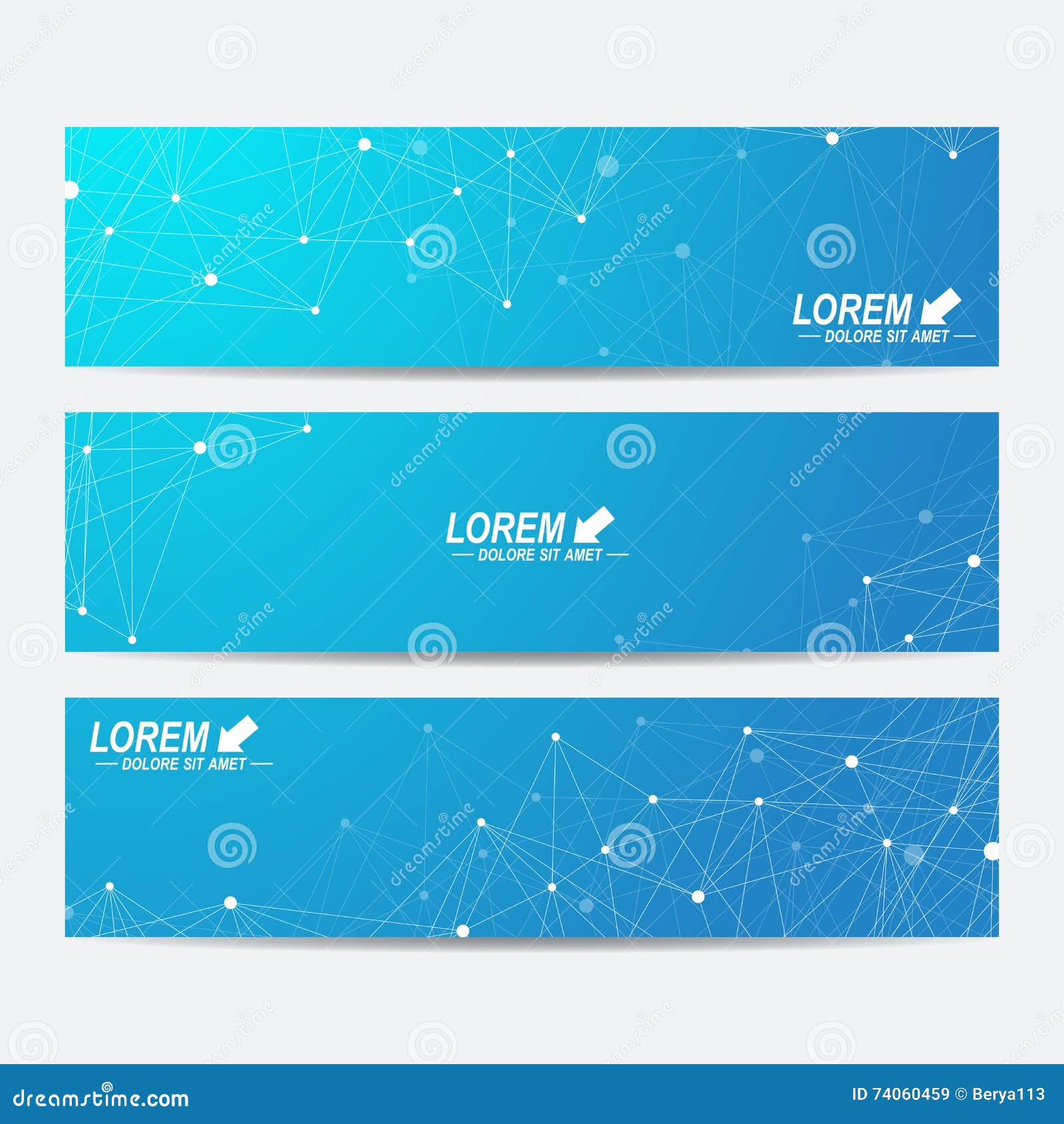 Geometric Abstract Banner with Connected Line Dots. Molecule and ...