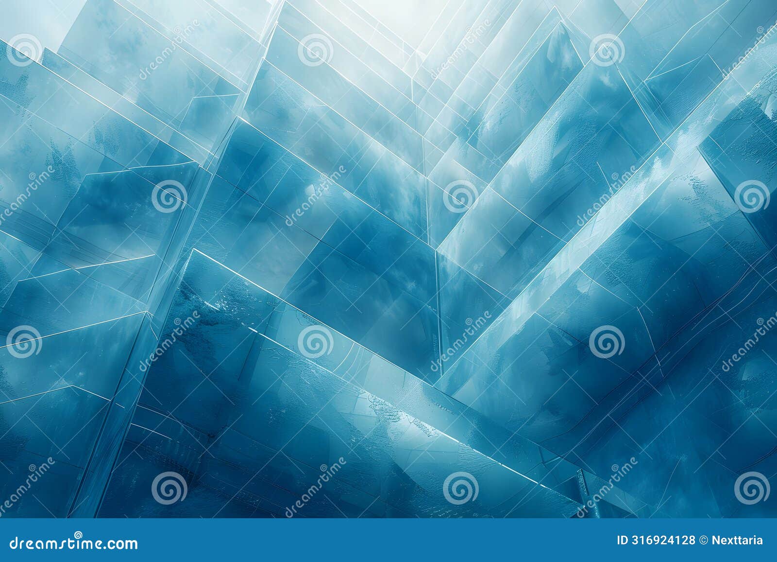 Geometric Abstract: Blue-Grey Modern Scene with Structures Stock ...