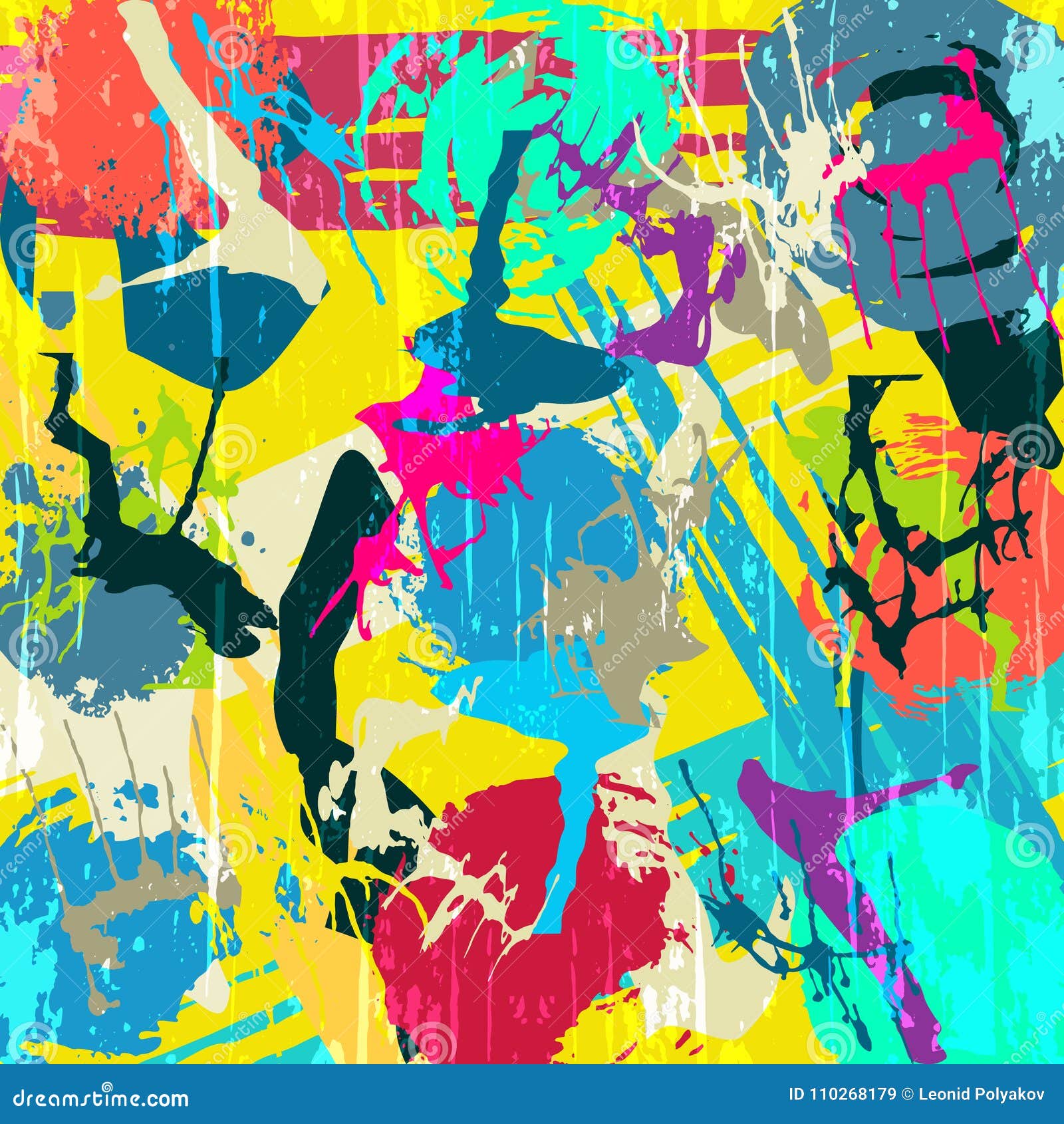Geometric Abstract Color Pattern in Graffiti Style. Quality Vector ...