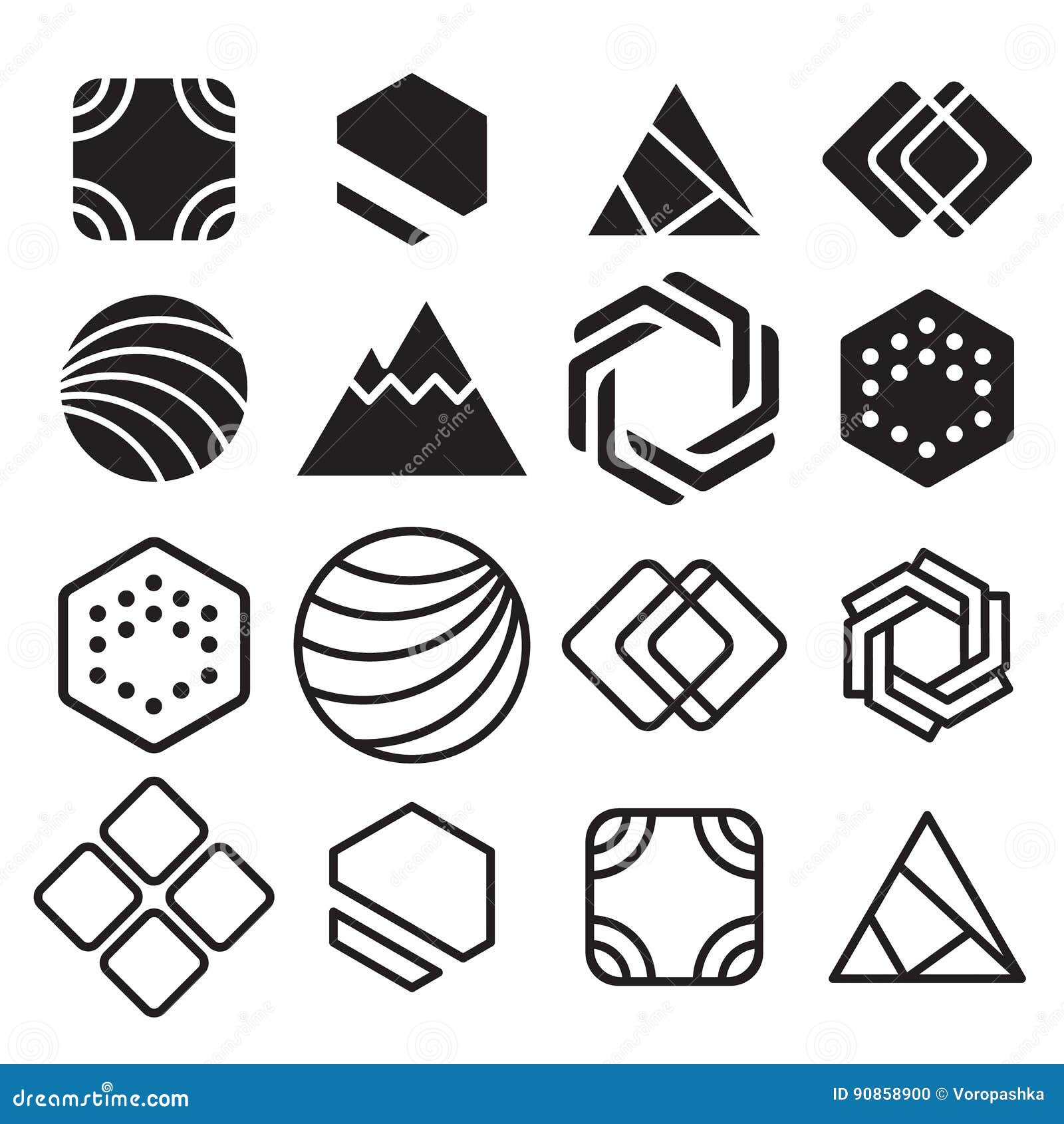 Different Combinations Of Geometric Symbols Textured Vector Pattern ...