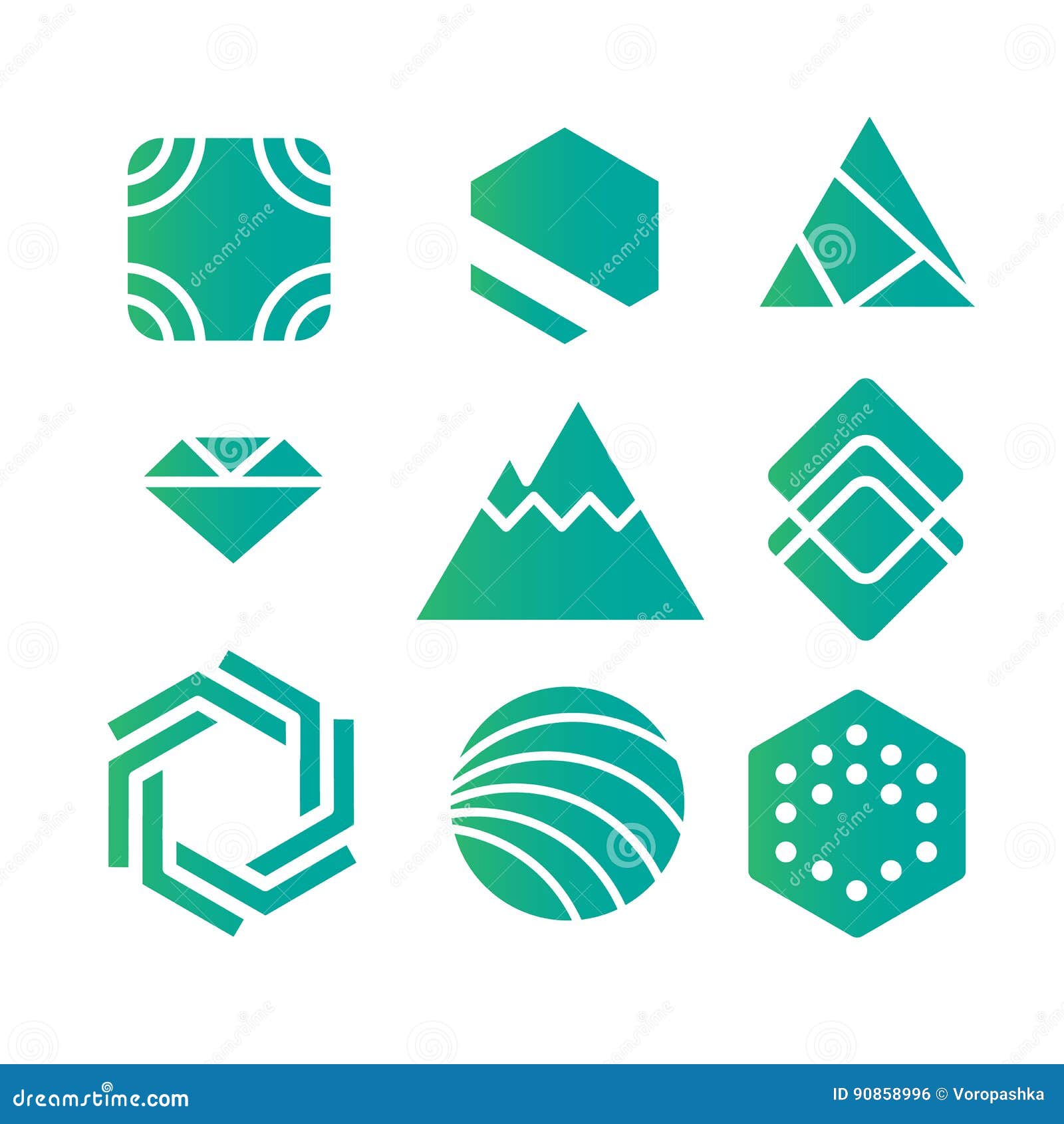 Geometric Abstract Contour Shapes, with Different Combinations of Lines ...