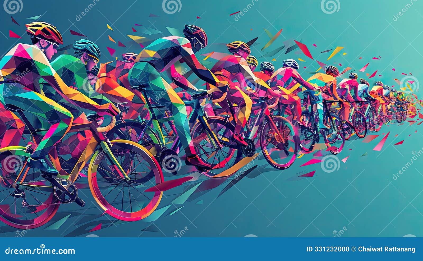 Geometric Abstract of Cyclists Racing in Formation with Dynamic Arrow ...