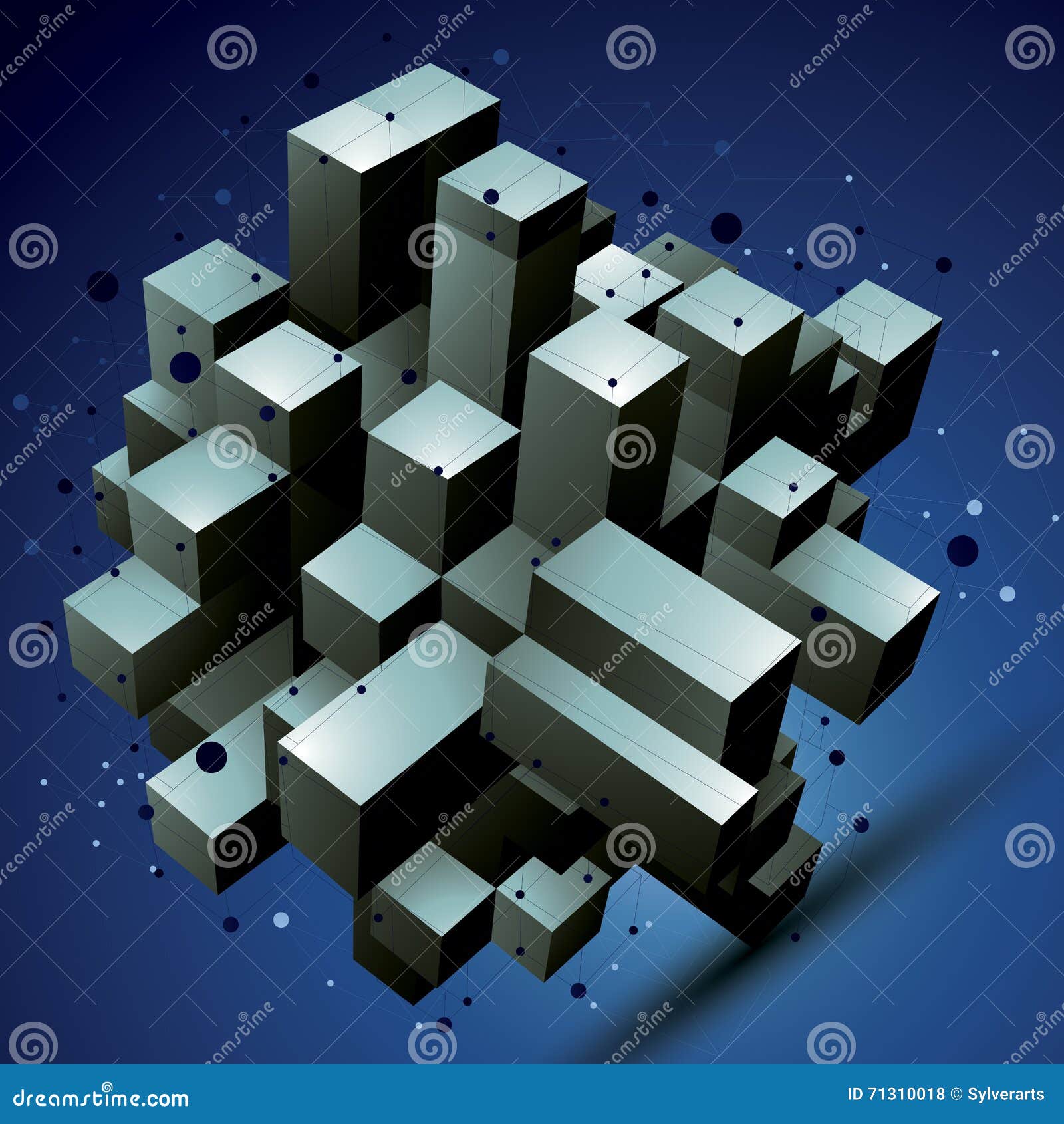 Geometric Abstract 3D Complicated Lattice Object, Asymmetric Element ...