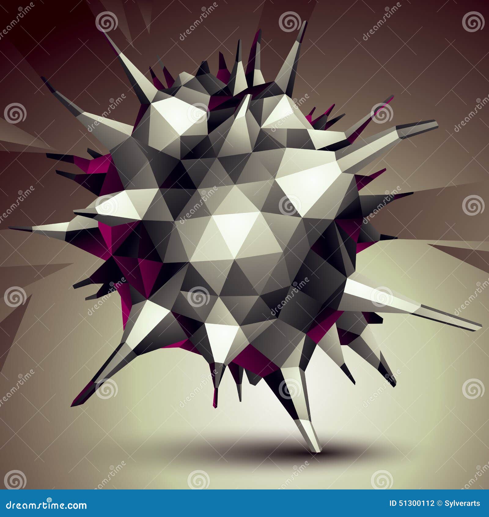 Geometric Abstract 3D Complicated Object, Single Color Asymmetric ...