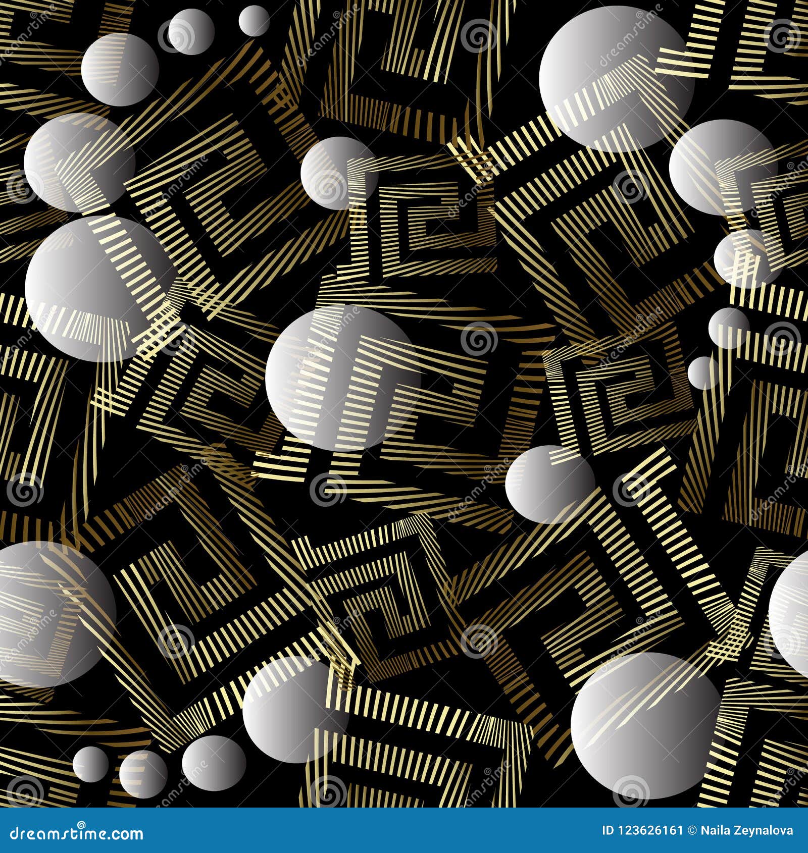 Geometric Abstract 3d Greek Key Meander Vector Seamless Pattern. Stock ...