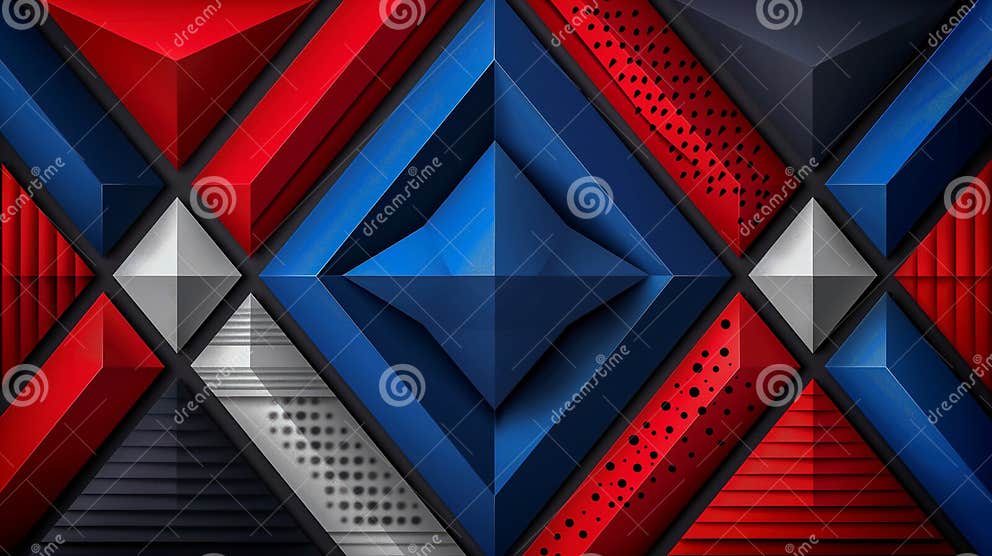 Geometric Abstract Design with Red, Blue, and Black Patterns Stock ...