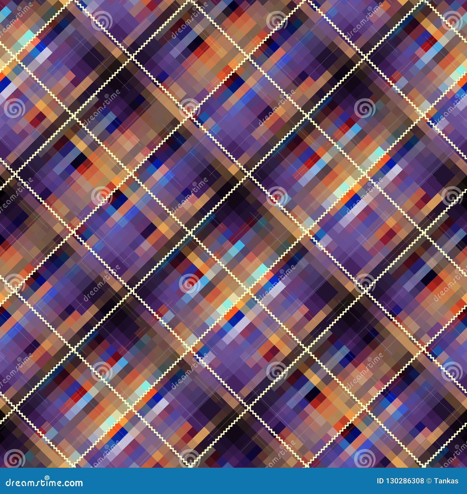 Geometric Abstract Diagonal Plaid Pattern in Low Poly Pixel Art Style ...