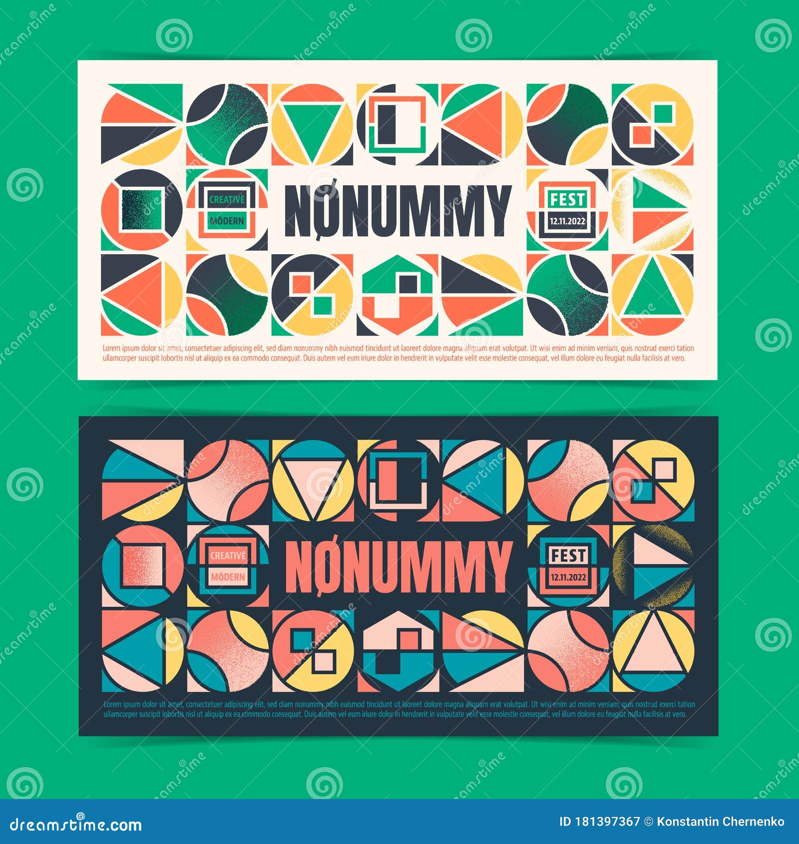 Geometric Abstract Flyers Template with Circular Shapes Elements ...