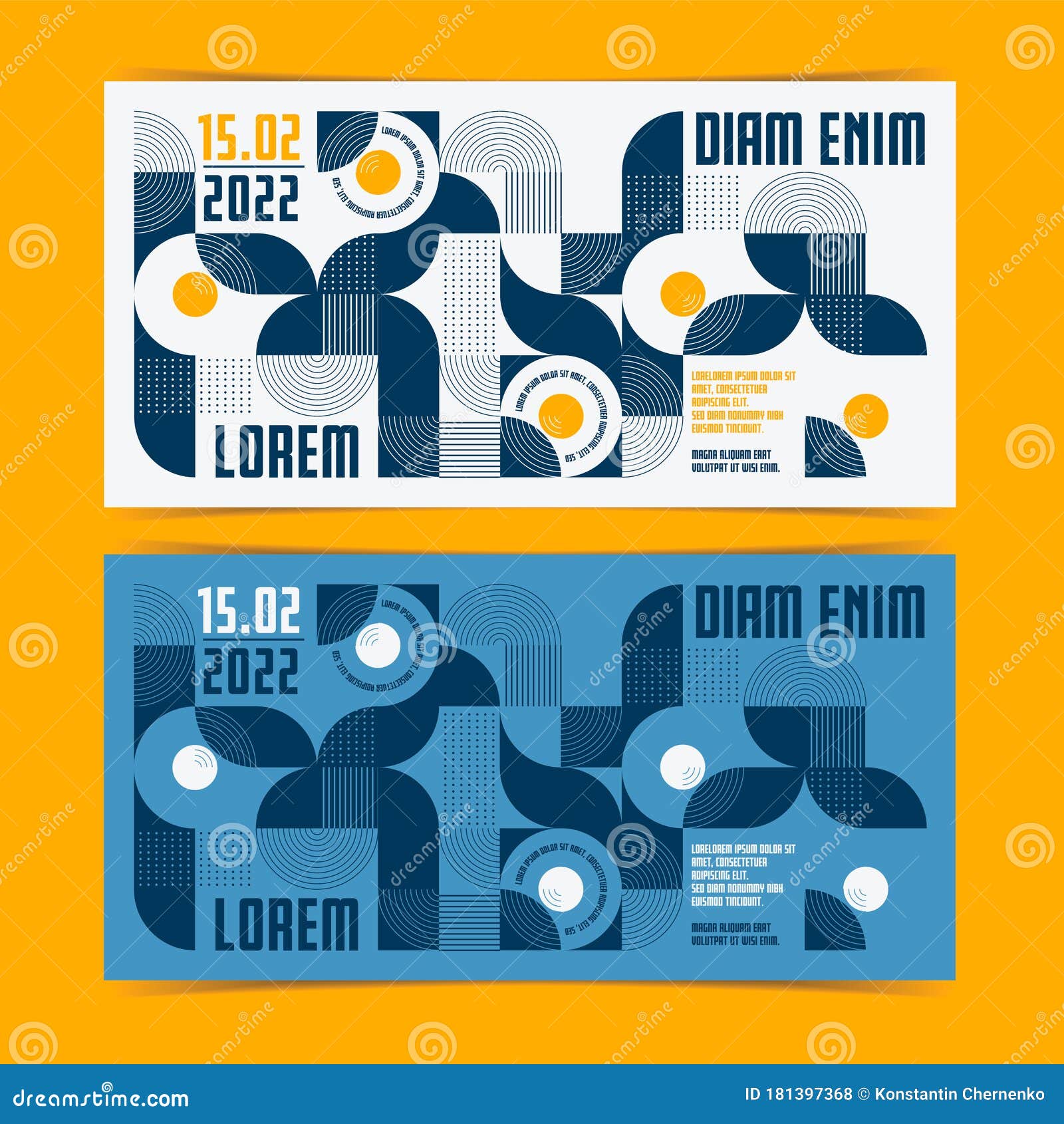 Geometric Abstract Flyers Template with Circular Shapes Elements ...