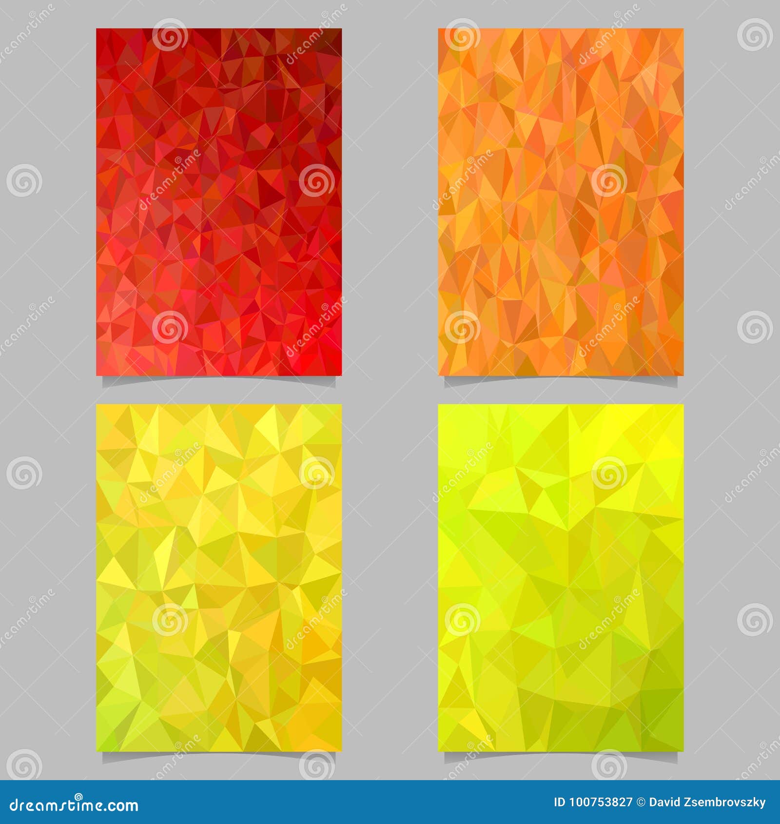 Geometric Abstract Irregular Triangle Mosaic Cover Template Set Stock