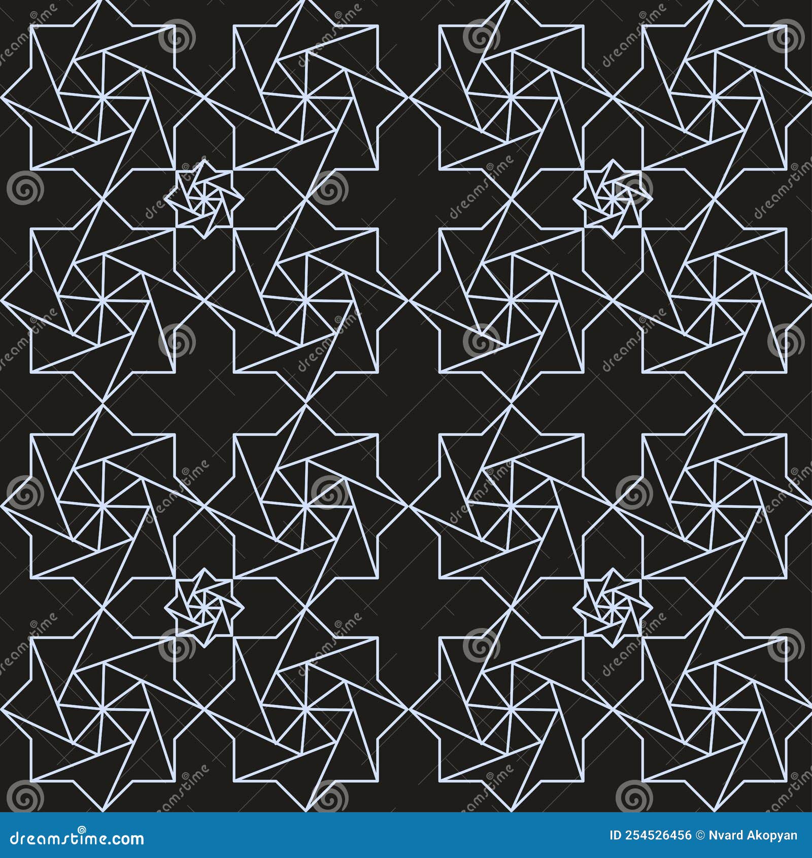 Geometric Abstract Line Seamless Pattern on Black Background Stock ...