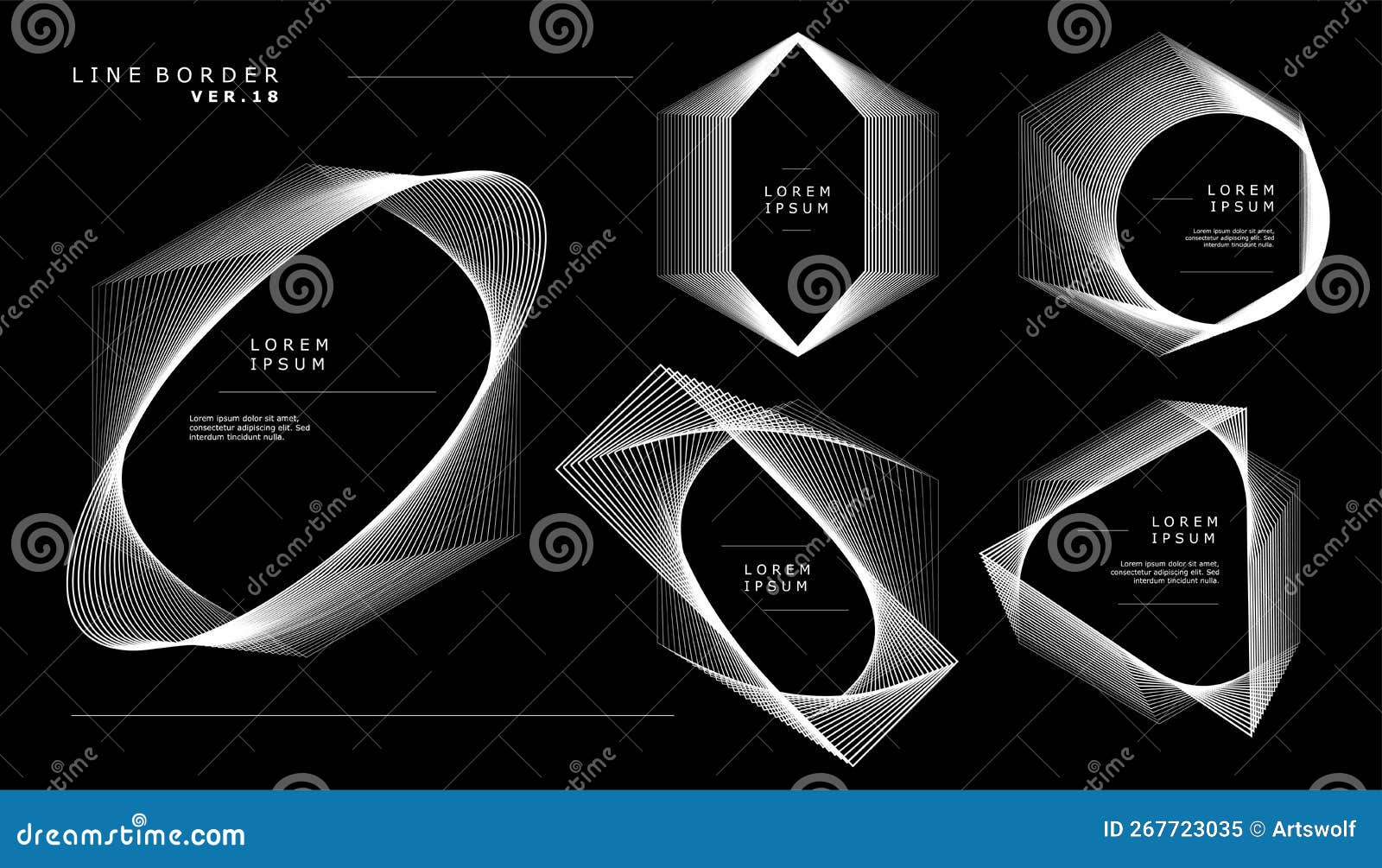 Geometric Abstract Lines Border Design Template. Blended Lines Border ...