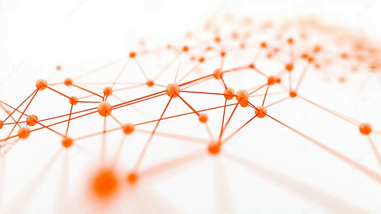 Geometric Abstract Network with Orange Connection Nodes and Lines Stock ...