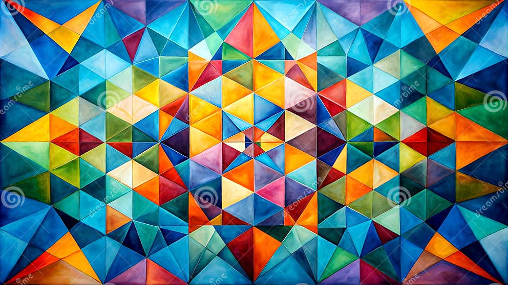 A Geometric Abstract Painting Explores the Interplay of Form and Space Generative AI Algorithmic ...