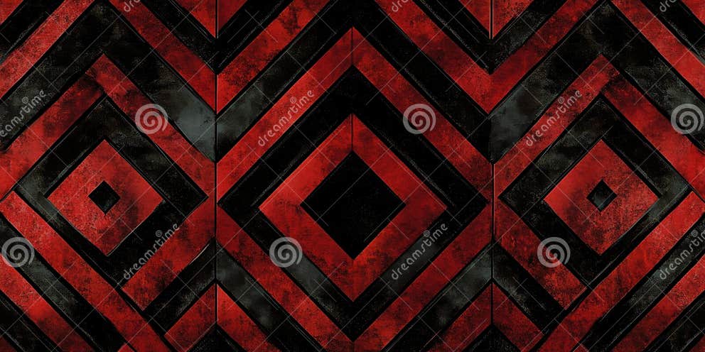 Geometric Abstract Pattern Featuring Red and Black Diamond Shapes Stock ...