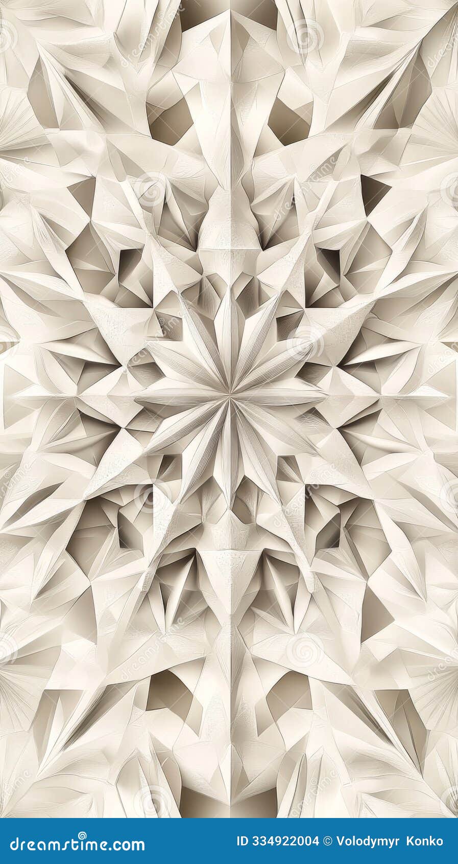 Geometric Abstract Pattern with Folded Paper Texture, Monochrome Style ...