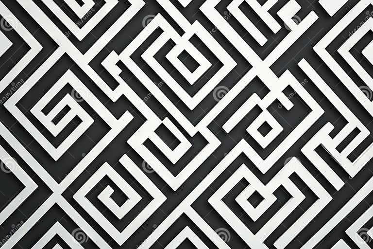 Geometric Abstract Pattern with Interlocking Squares and Spirals Stock ...