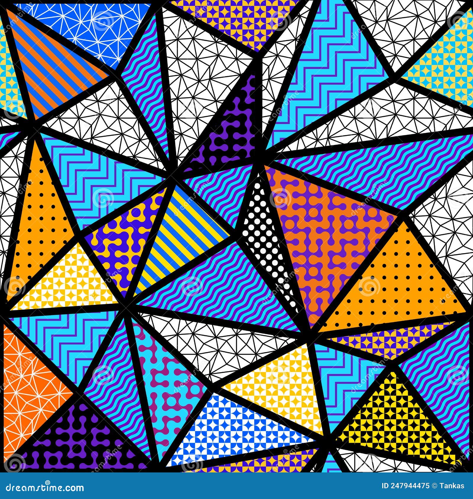 Geometric Abstract Pattern in Patchwork Style. Stock Illustration - Illustration of reflect ...