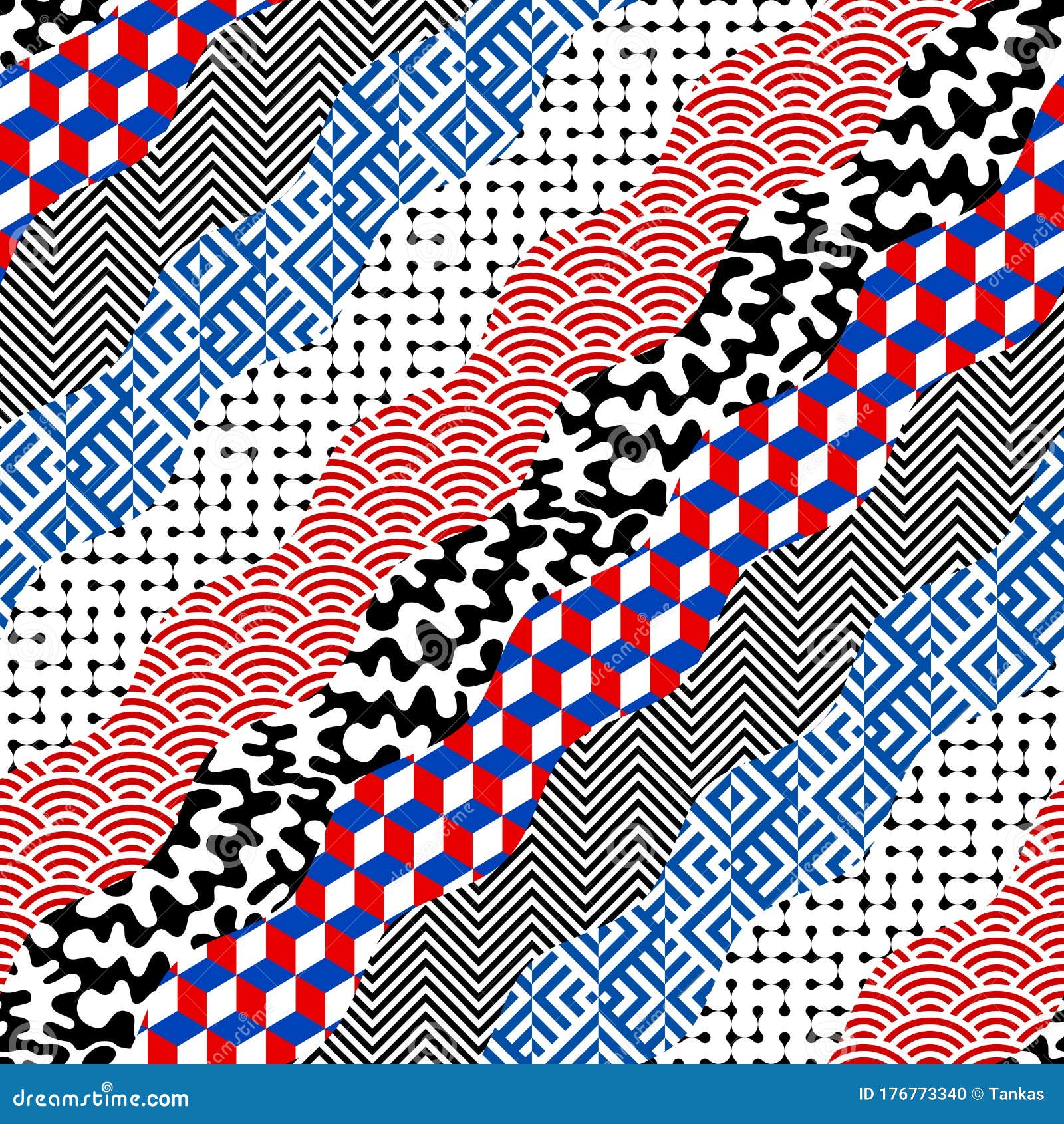 Geometric Abstract Pattern in Patchwork Style. Stock Vector - Illustration of background, cubism ...