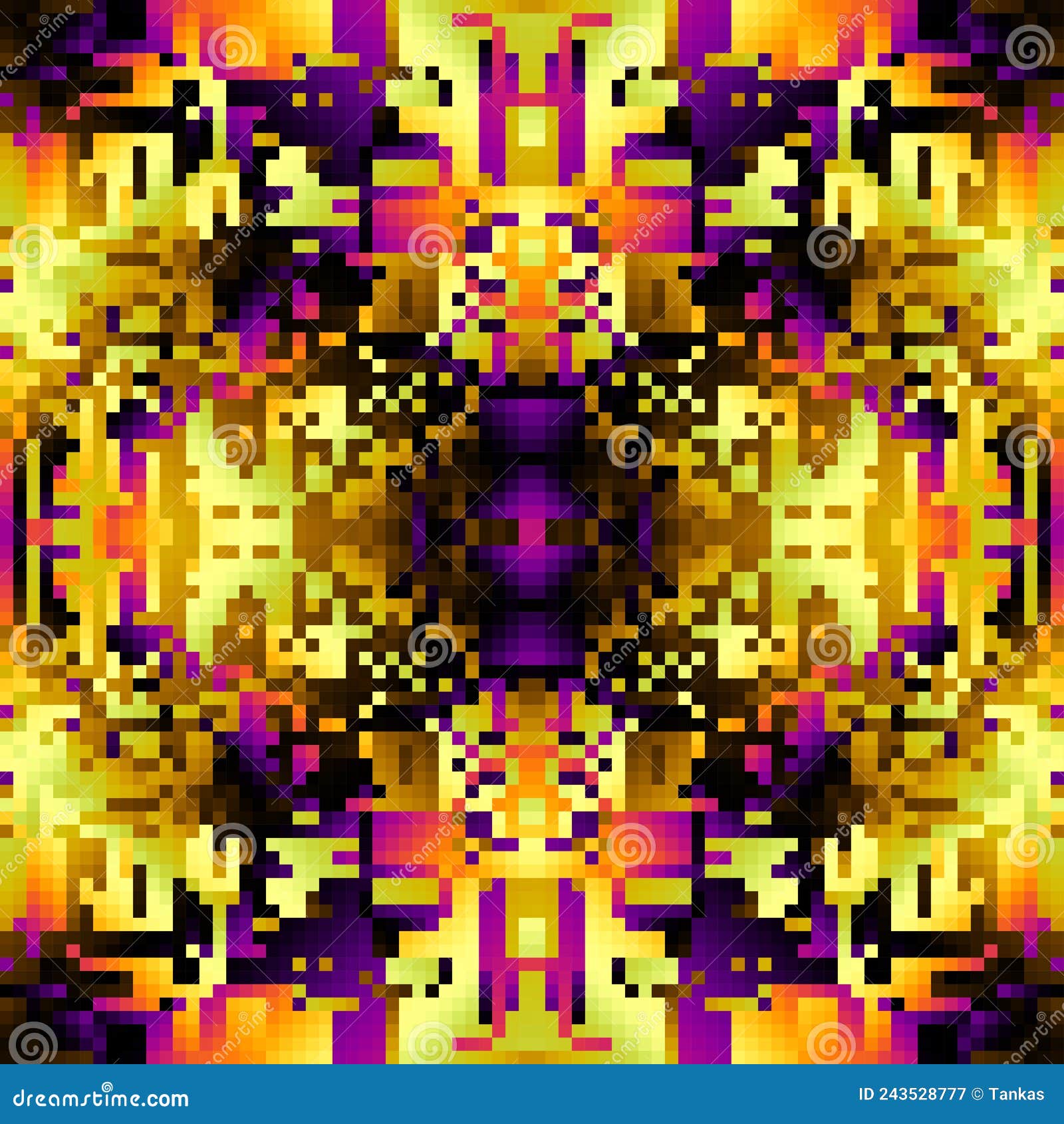 Geometric Abstract Pattern in Pixel Art Style. Stock Vector ...