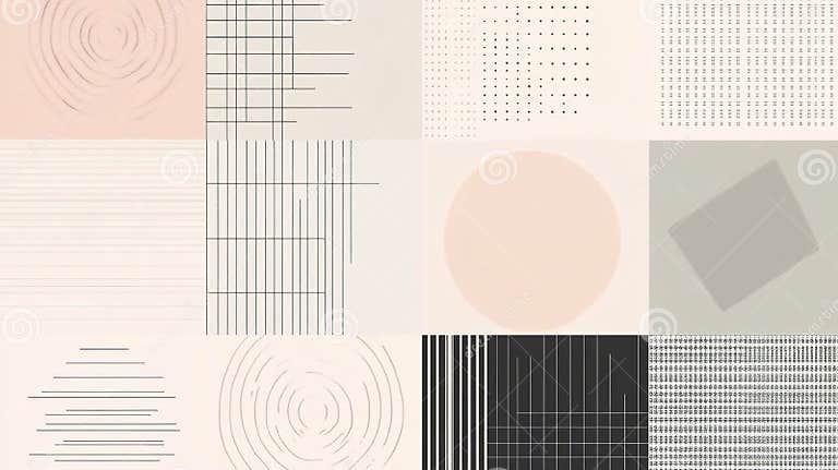 Geometric Abstract Patterns Displayed in a Grid Format Featuring ...