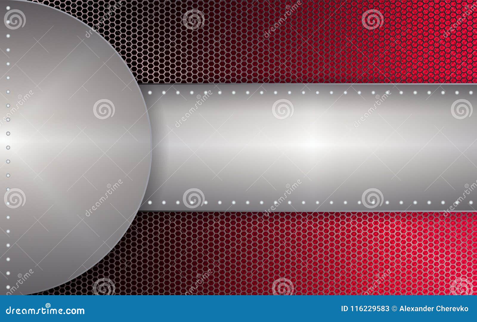 Geometric Red Mesh Background with Metal Frame and Rivets. Stock Vector ...