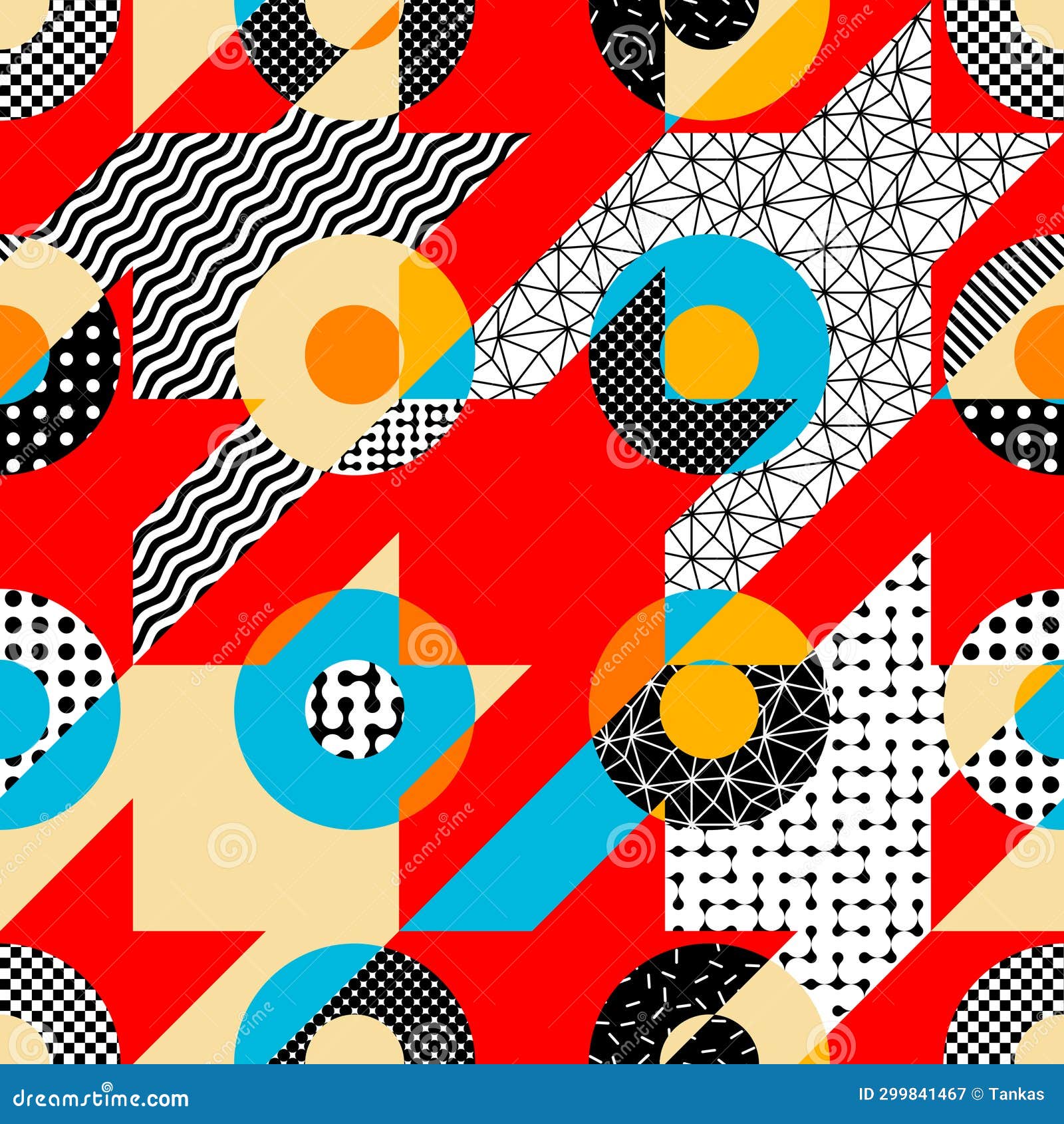 Geometric Abstract Retro Style. Circles Pattern. Seamless Vector ...