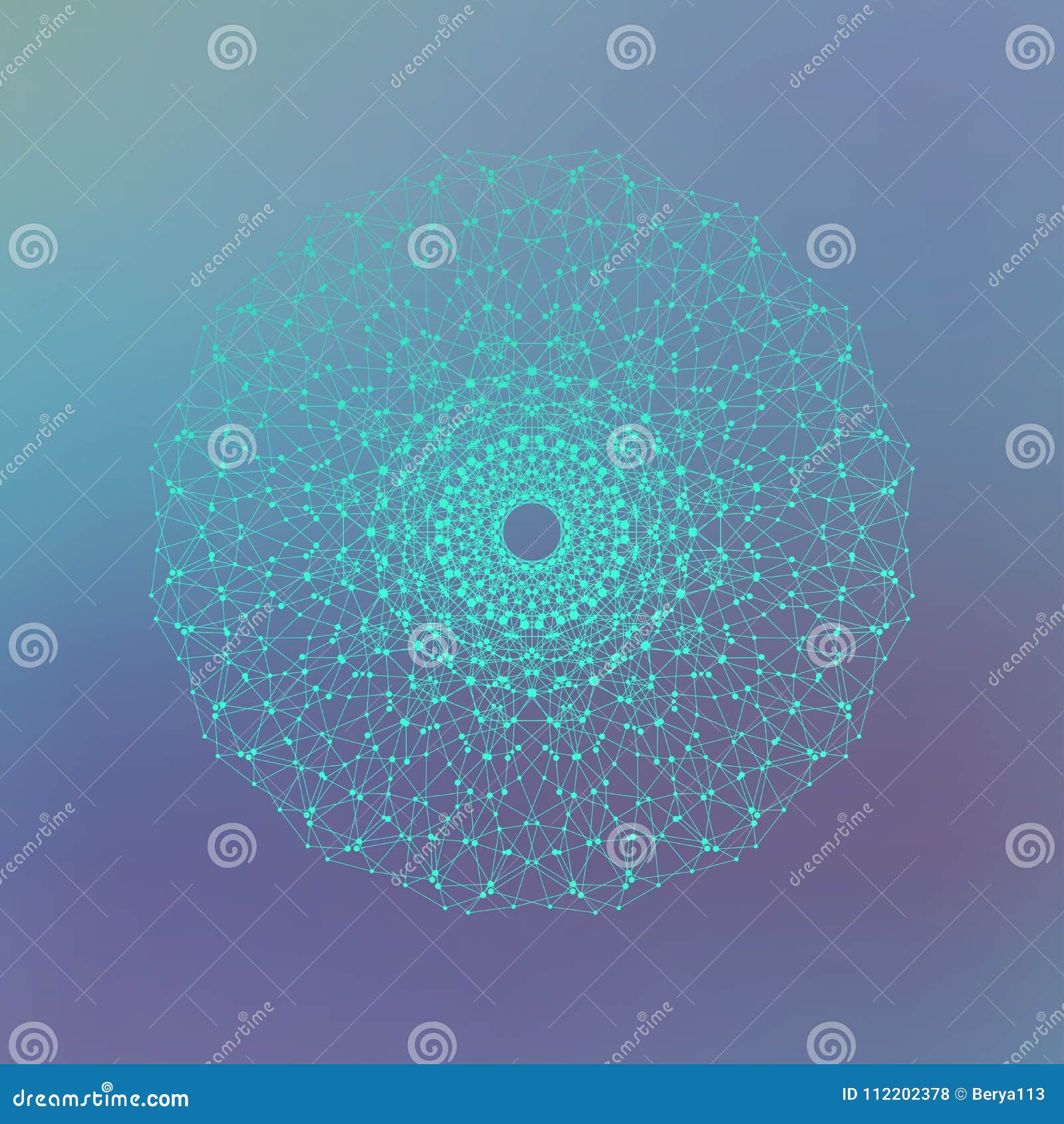 Geometric Abstract Round Form with Connected Line and Dots. Graphic ...