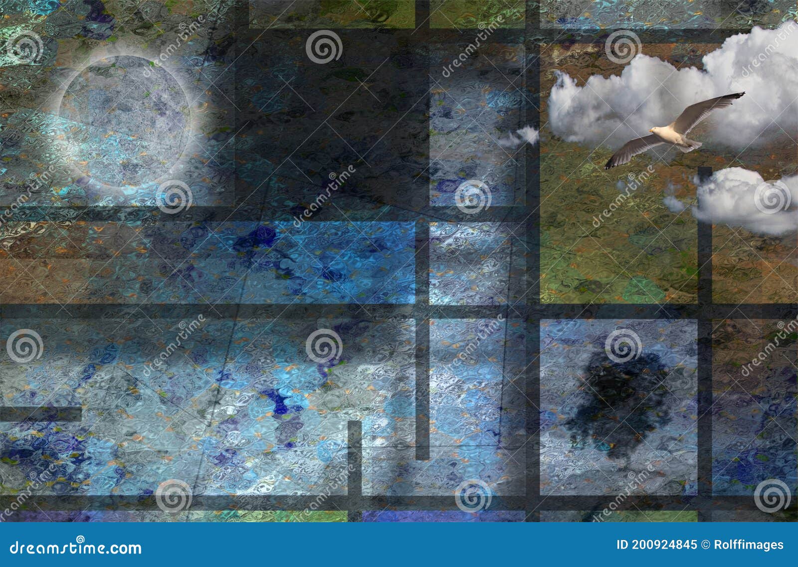 Geometric Abstract with Seagull Stock Illustration - Illustration of ...