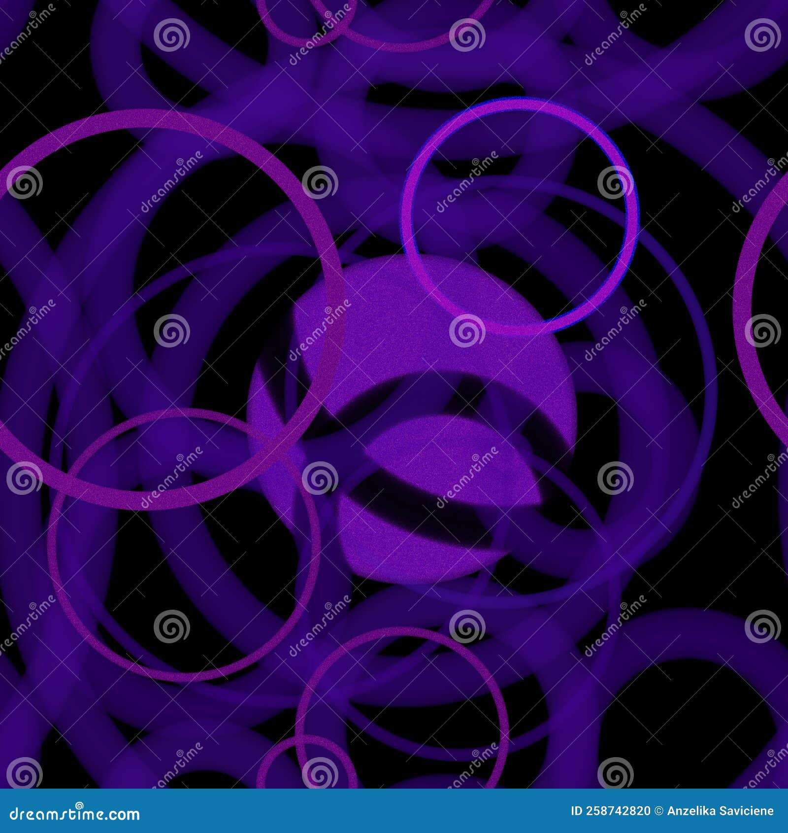 Geometric Abstract Seamless Pattern Randomly Colored Rings on Black ...