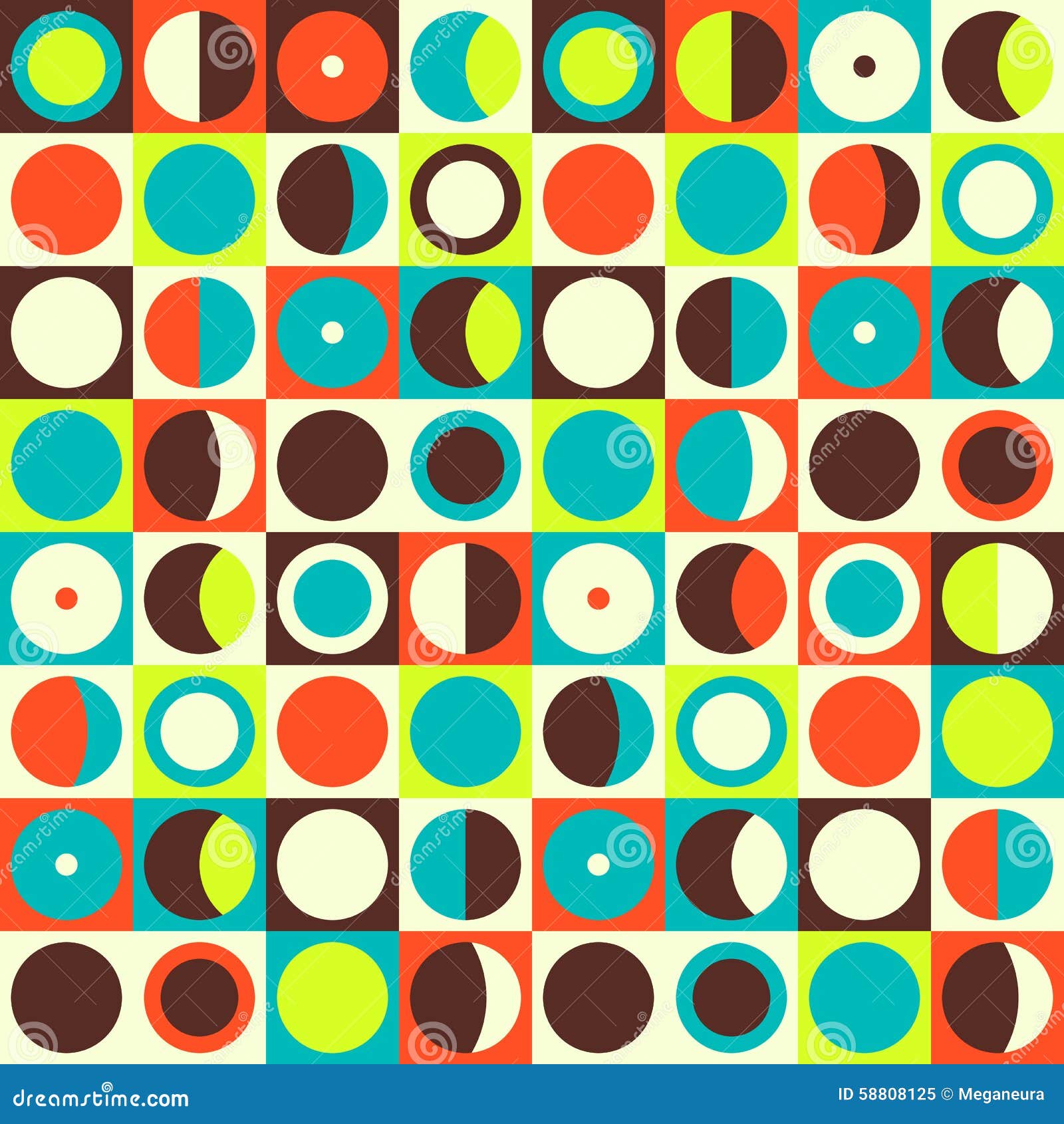 Geometric Abstract Seamless Pattern. Retro 60s Style and Colors Stock ...