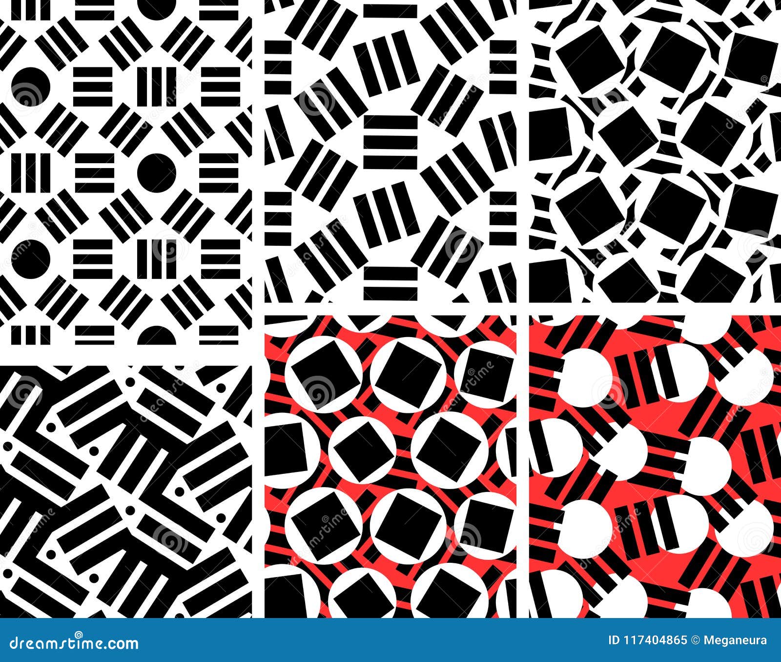 Geometric Abstract Seamless Pattern Set. Linear Motif Background Stock ...