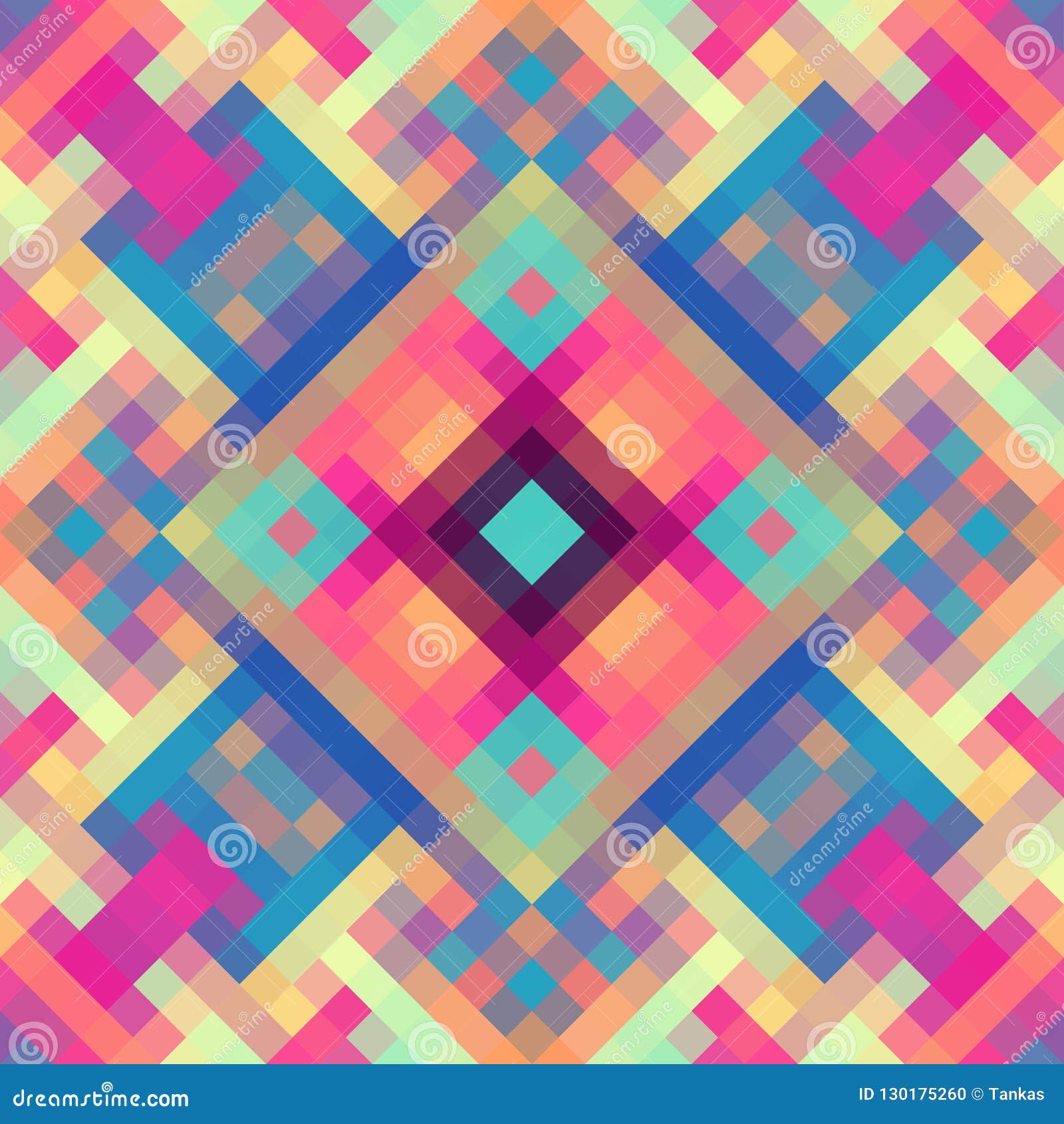 Geometric Abstract Symmetric Pattern in Pixel Art Style. Stock Vector ...