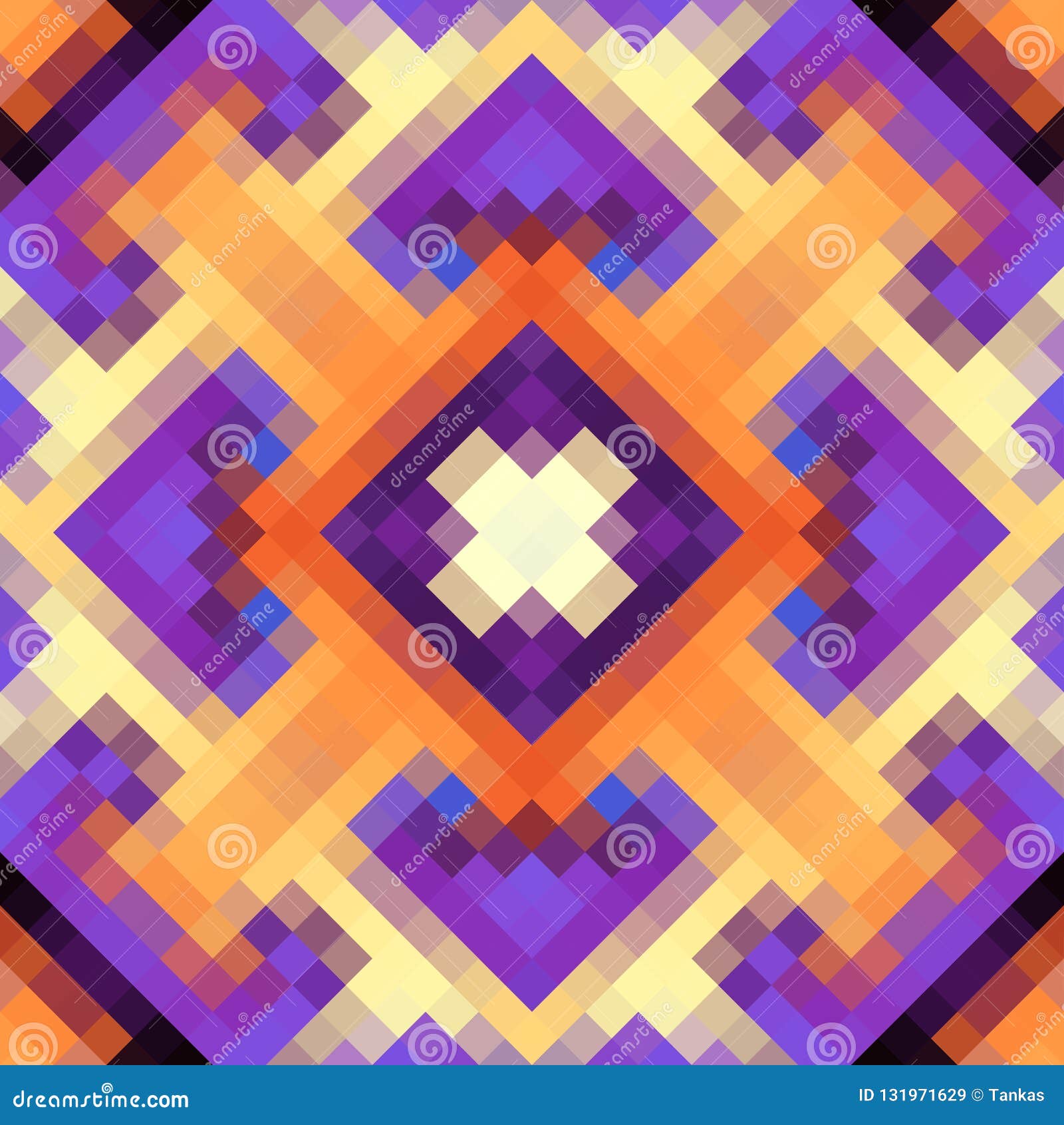 Geometric Abstract Symmetric Pattern in Pixel Art Style. Stock Vector ...