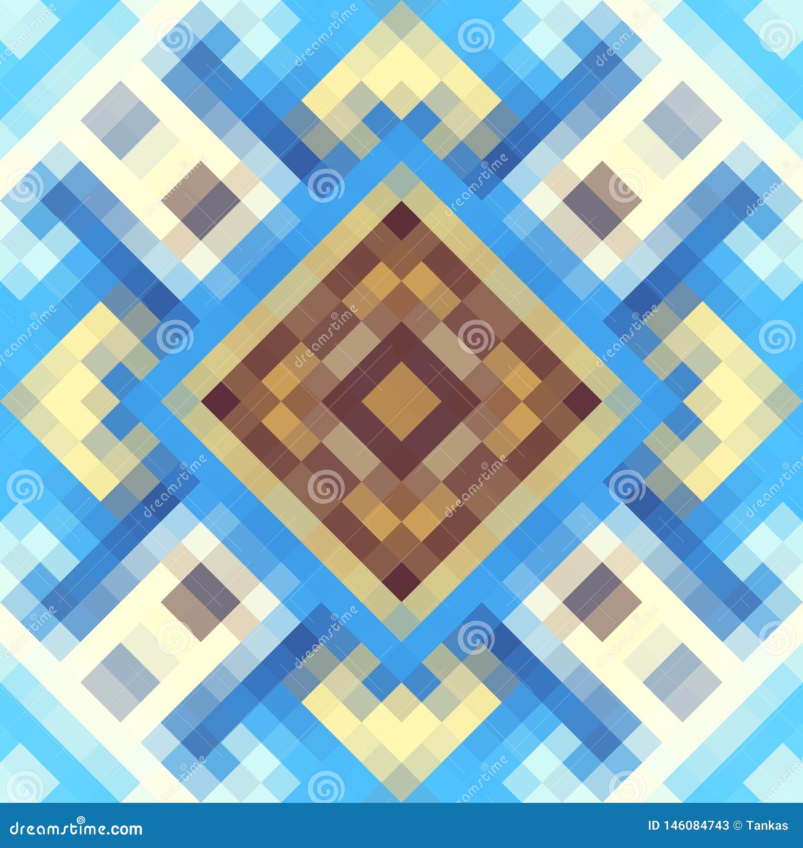 Geometric Abstract Symmetric Pattern in Pixel Art Style. Stock Vector ...