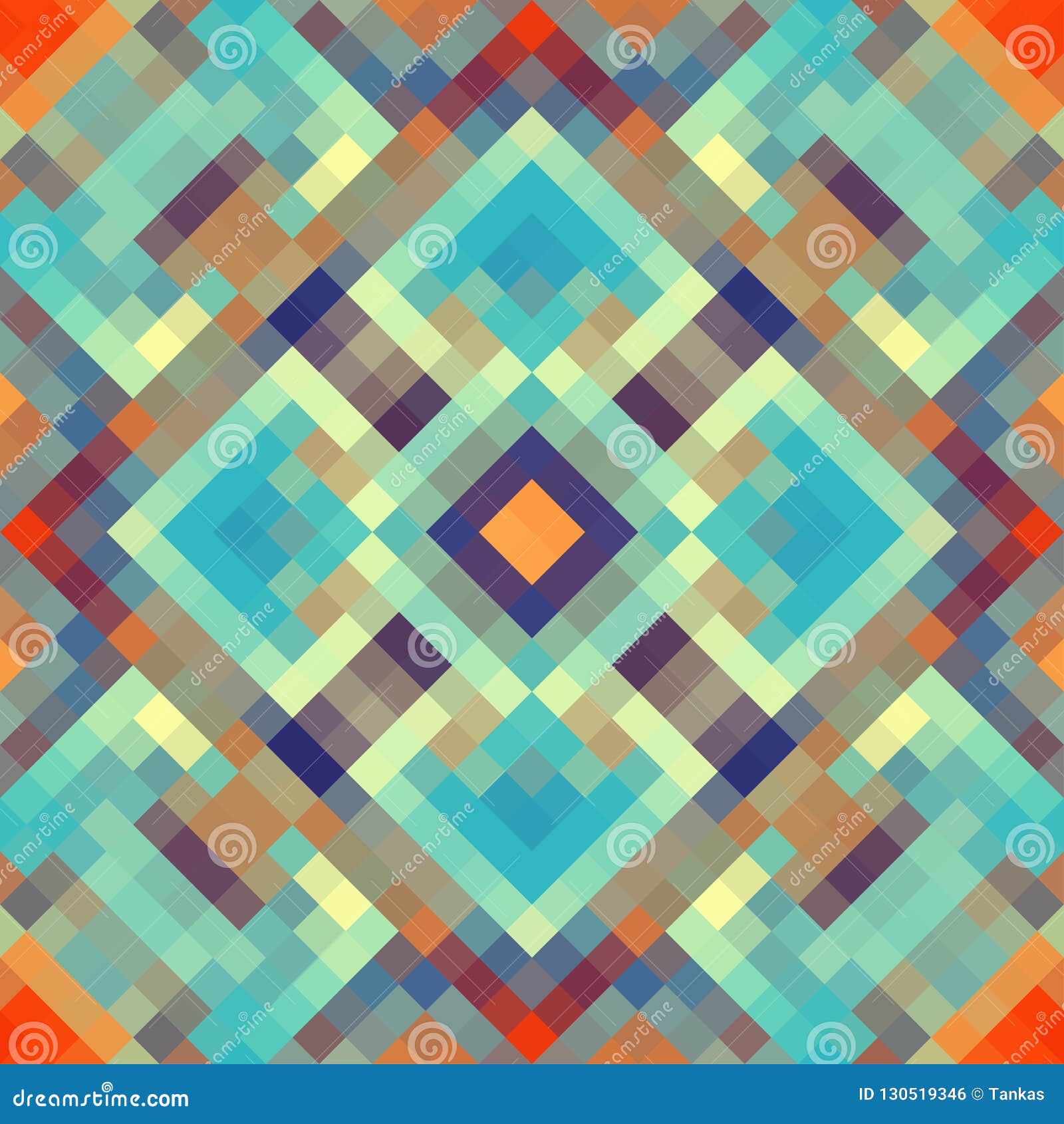 Geometric Abstract Symmetric Pattern in Pixel Art Style. Stock Vector ...