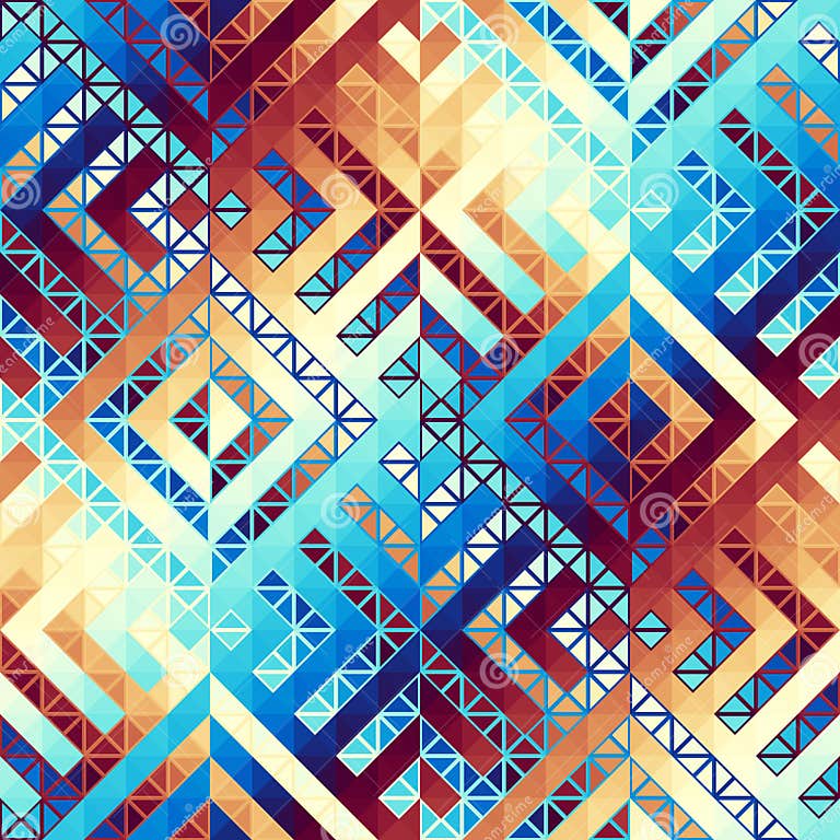 Geometric Abstract Triangles Pattern. Seamless Vector Image. Aztec Style Stock Illustration ...