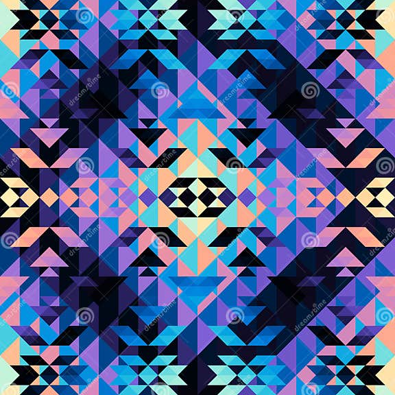Geometric Abstract Triangles Pattern. Seamless Vector Image.. Aztec Style Stock Vector ...
