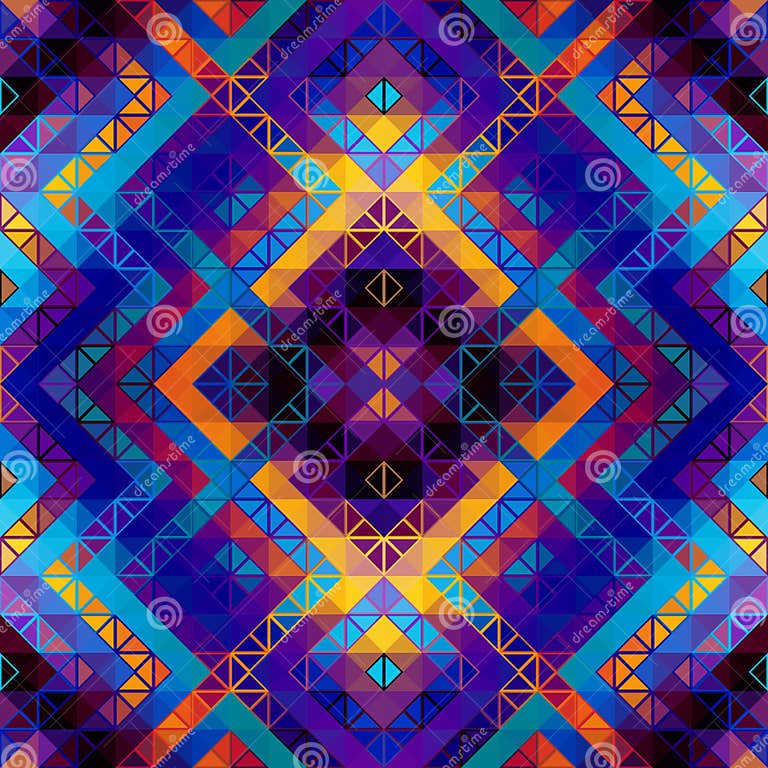 Geometric Abstract Triangles Pattern. Seamless Vector Image.. Aztec Style Stock Illustration ...