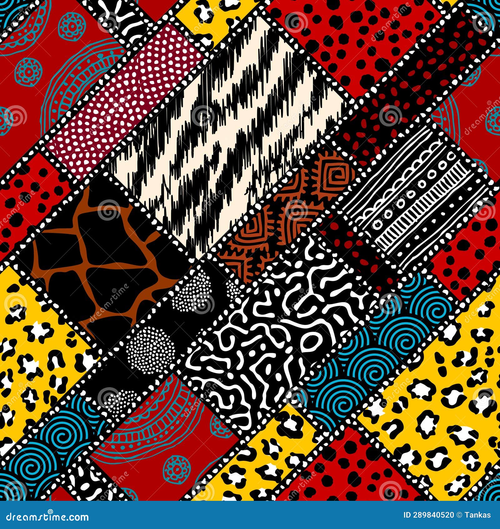 Geometric Abstract Tribal Pattern. Afro Patchwork Style. Seamless ...