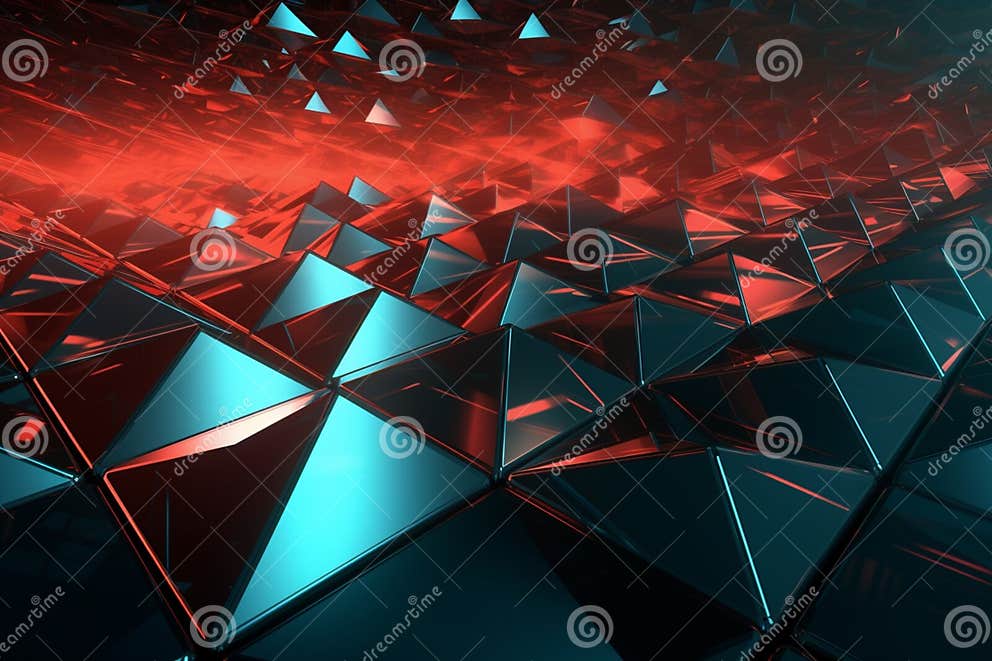 Geometric Abstraction 3D Rendering of Complex Structure, Glowing Pixel ...