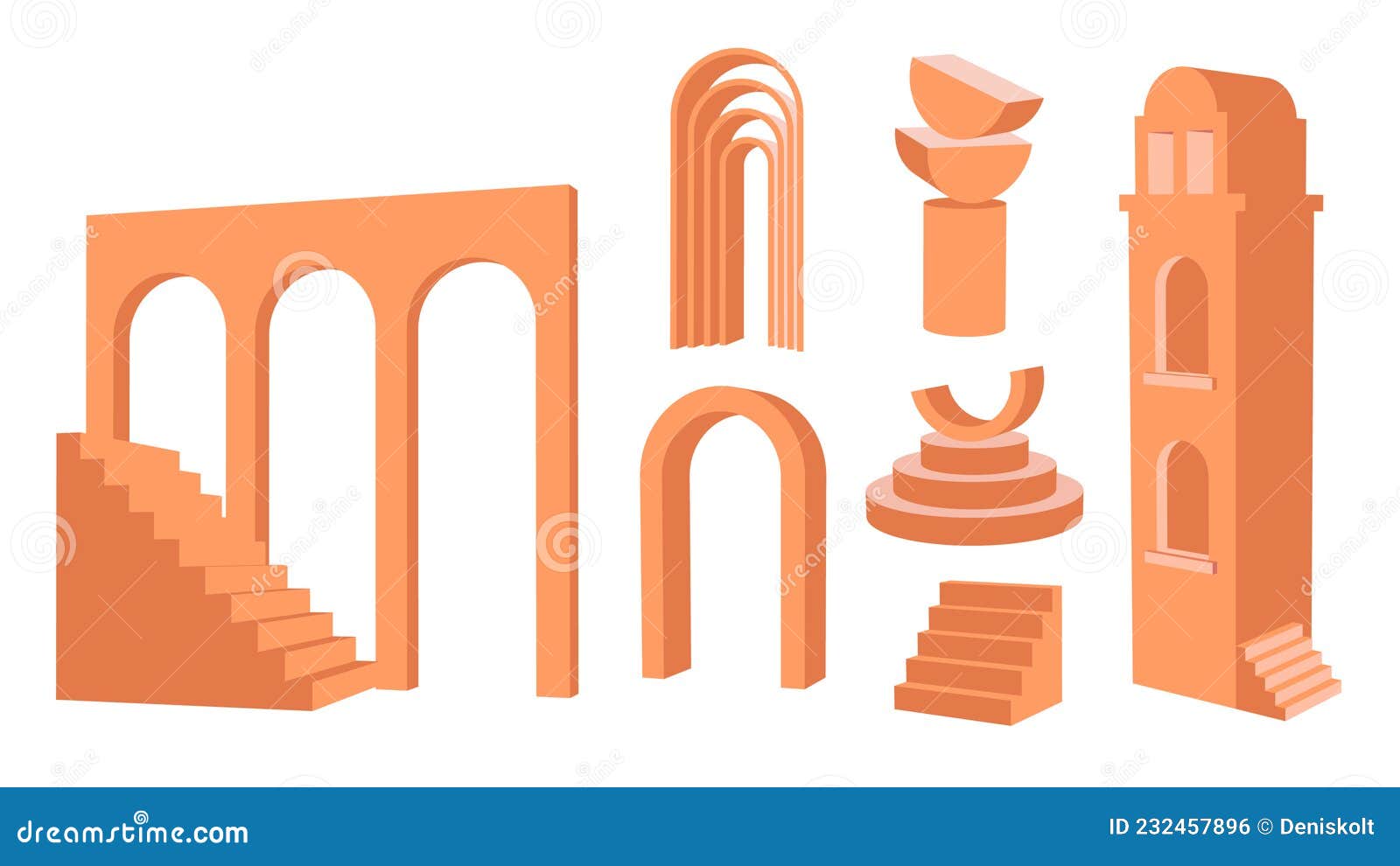 Geometric Aesthetic Background with 3d Arch Boho Stock Vector ...